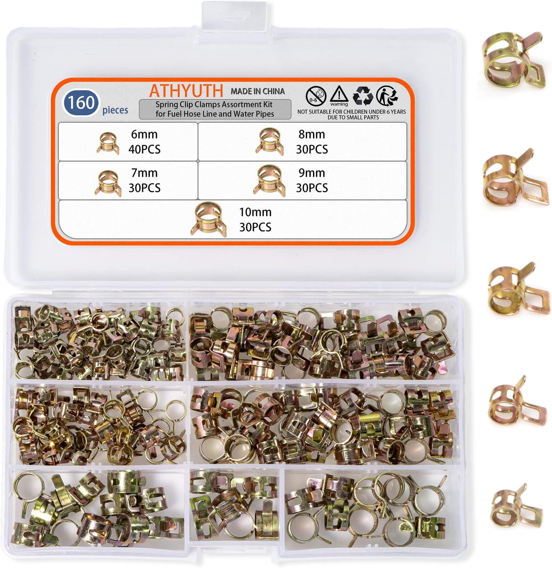 KOXXIAMOQ 150 Pcs Fuel Line Spring Hose Clamps, Spring Band Type Spring ...