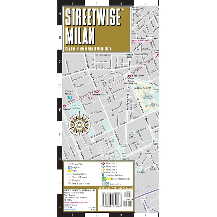 Buy Streetwise Milan Map - Laminated City Center Street Map of Milan ...