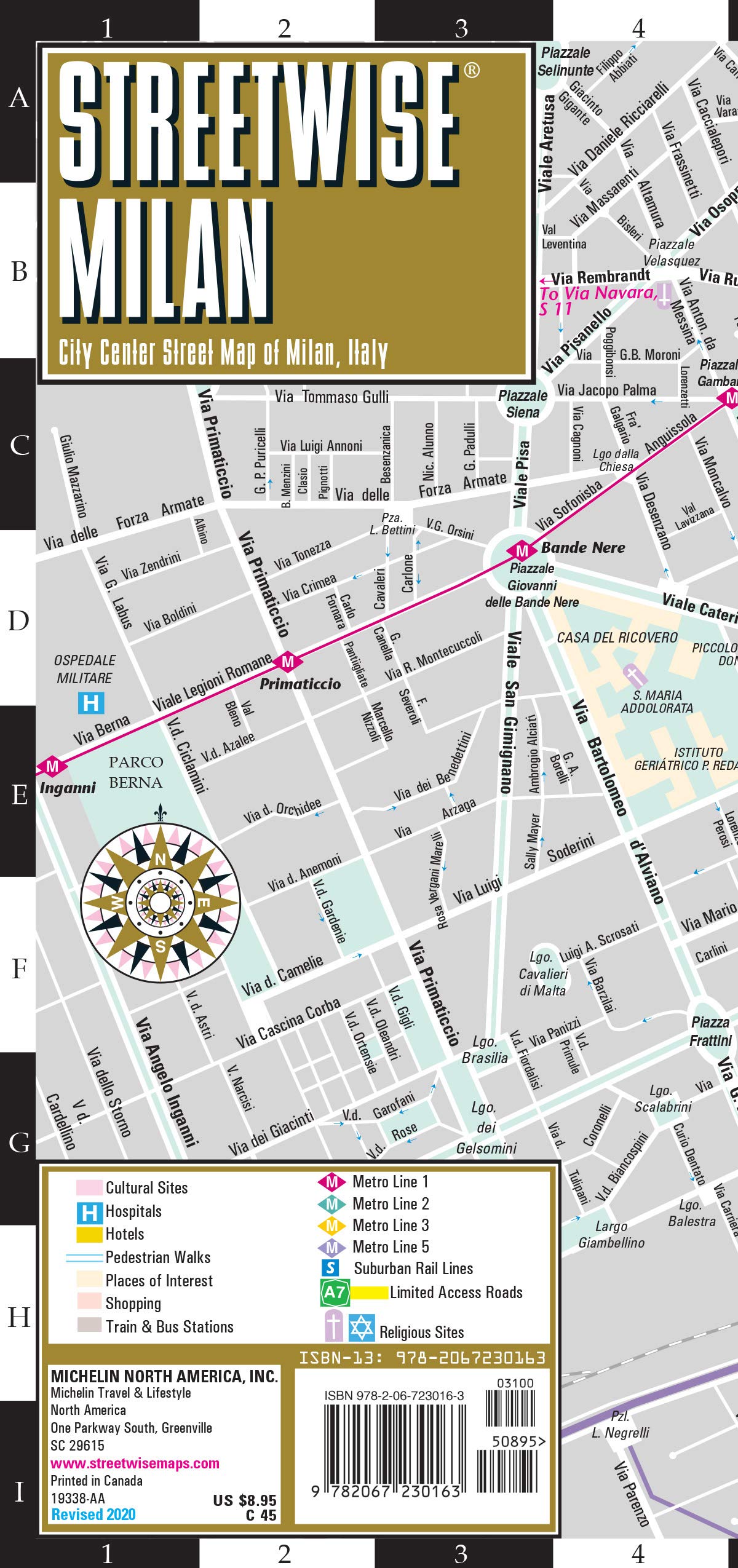 Buy Streetwise Milan - Laminated City Center Street of Milan, Italy ...