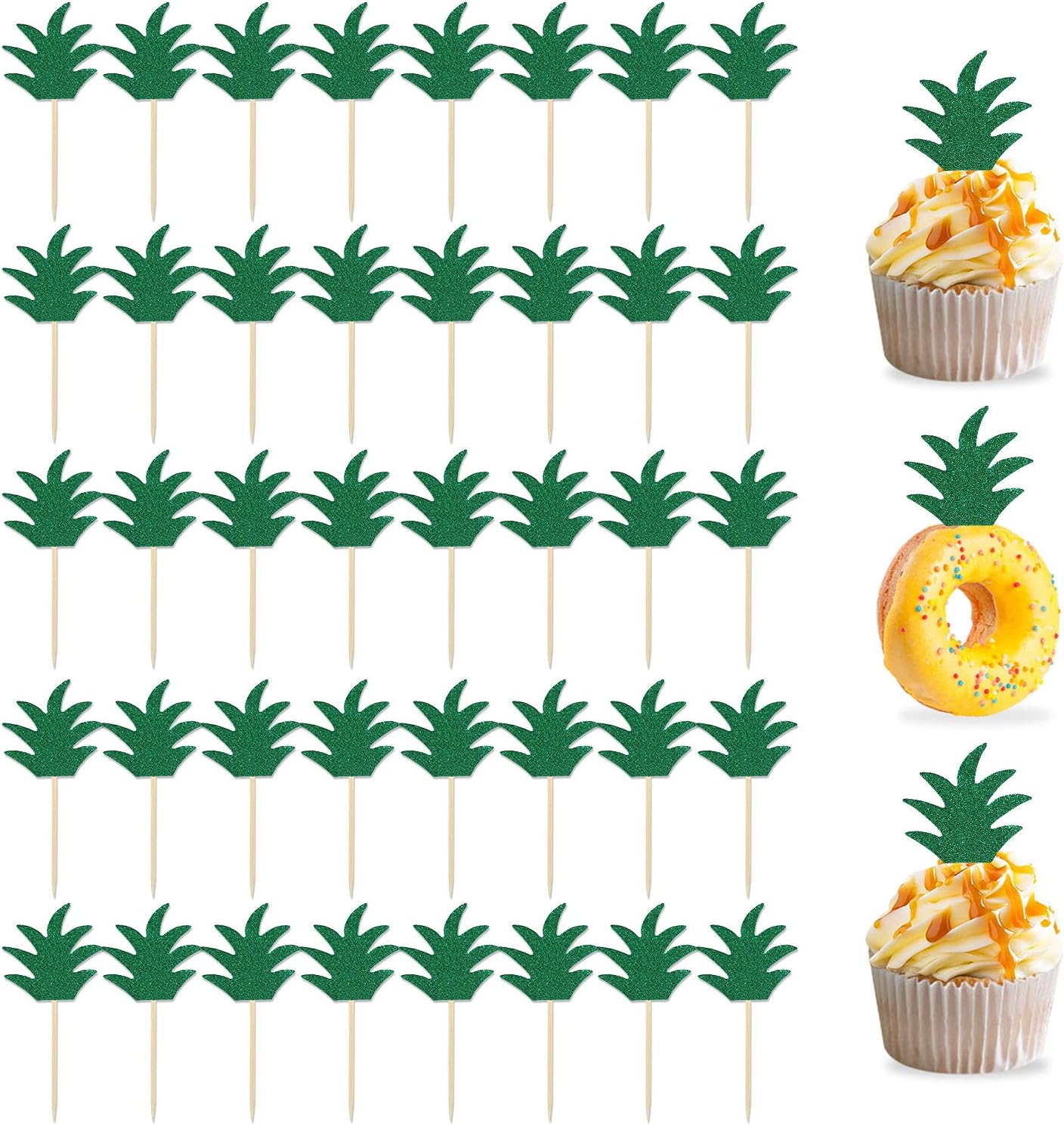 Amazon.com: 100 Pcs 3D Pineapple Cupcake Toppers Cocktail Picks, Fruit ...