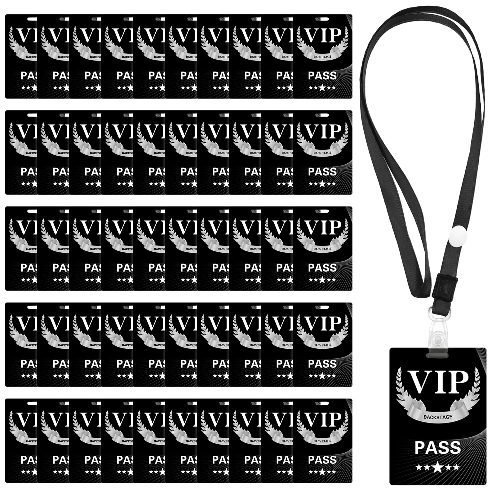 Amazon.com : 50 Sets VIP Badge Lanyards with Plastic VIP Pass Cards ...