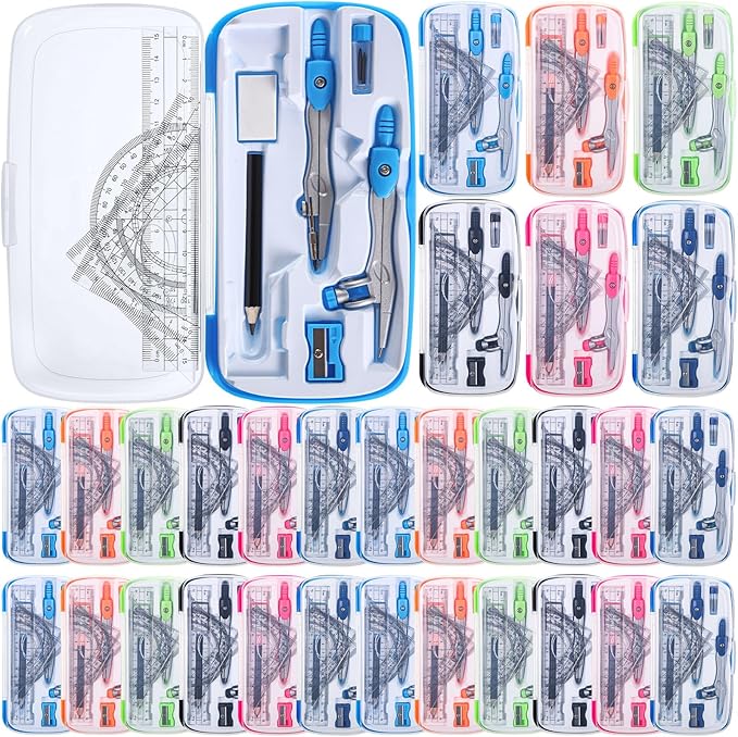 Amazon.com : Zonon 24 Sets Math Geometry Kit Student 10 Pcs ...