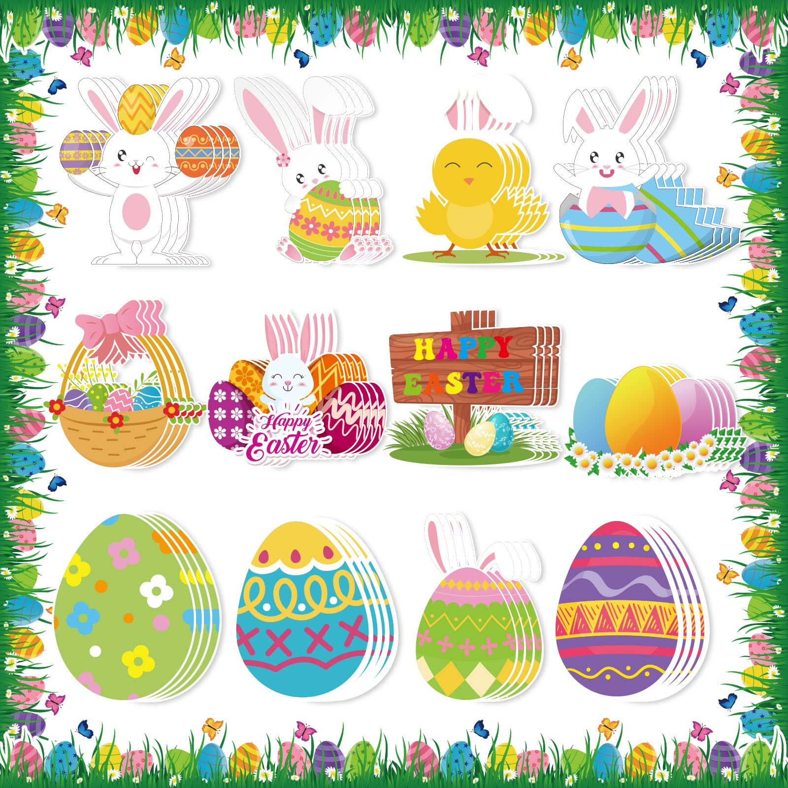 Amazon.com : 108 Pcs Easter Classroom Decoration Set 72 Pcs Colorful ...