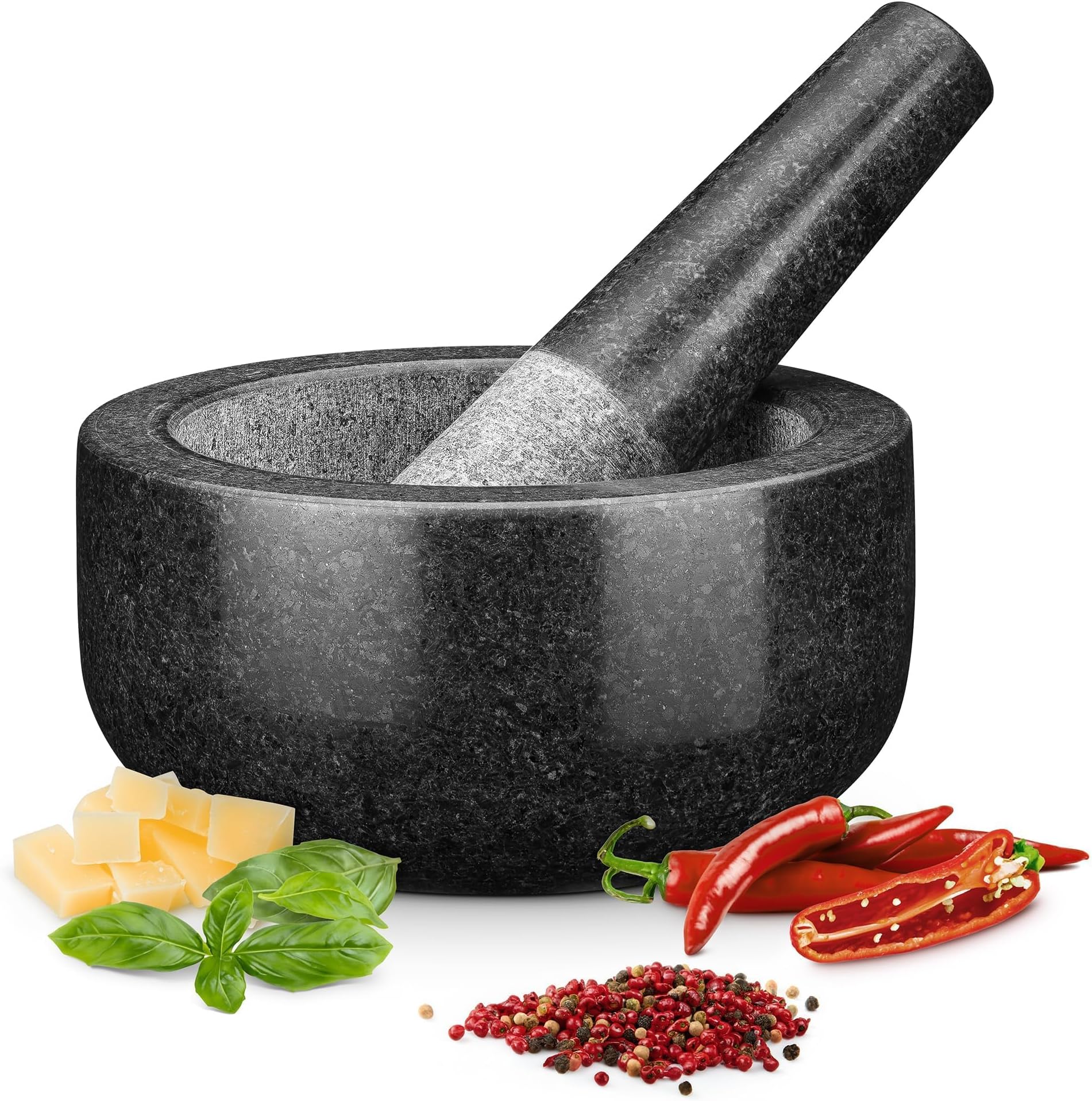 Amazon.com: Kota Japan Large Granite Mortar & Pestle Natural Stone ...