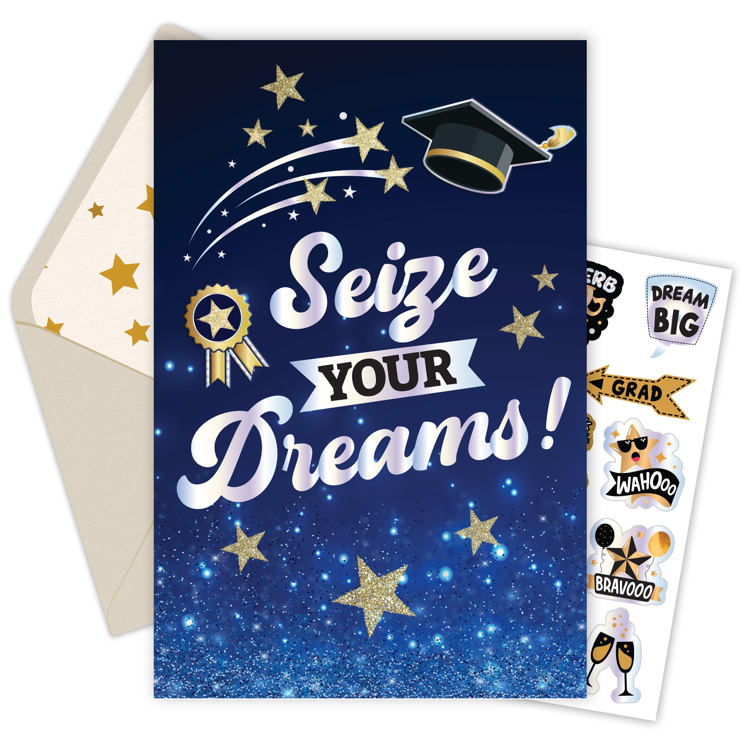 Snapklik.com : Glittery & Holographic Graduation Card Set