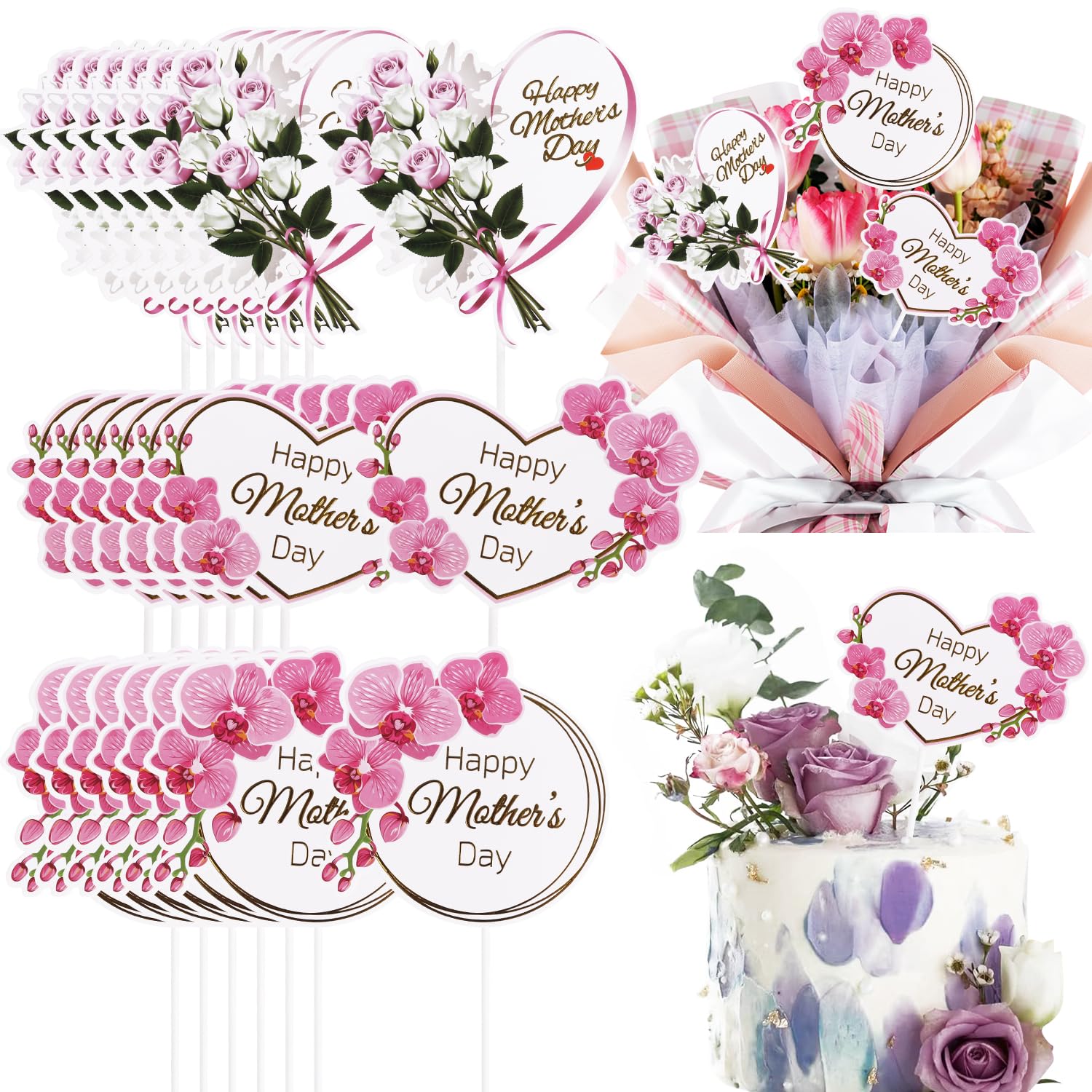 Amazon.com: DIYASY 15 Pcs Happy Mothers Day Cake Topper, Mom Letter ...