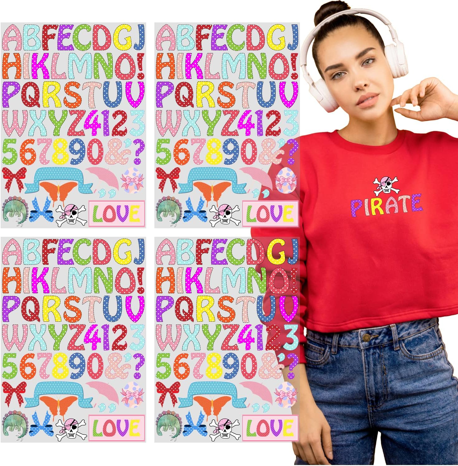 Amazon.com: 504 Piece 1 Inch Iron On Heat Transfer Letters and Numbers ...