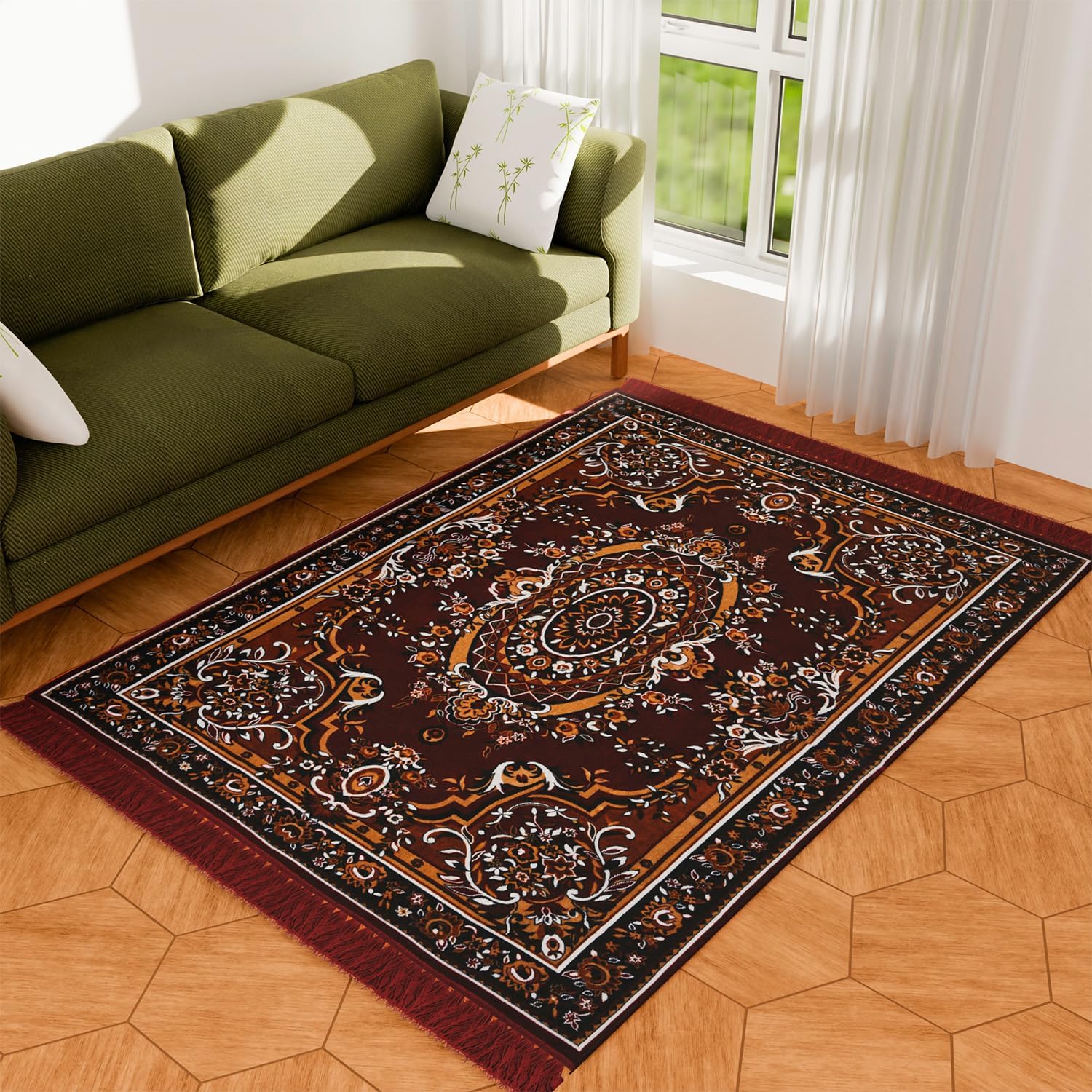 Buy Purav Light Velvet Soft Touch Chenille Carpets Rug 5 x7 feet for ...