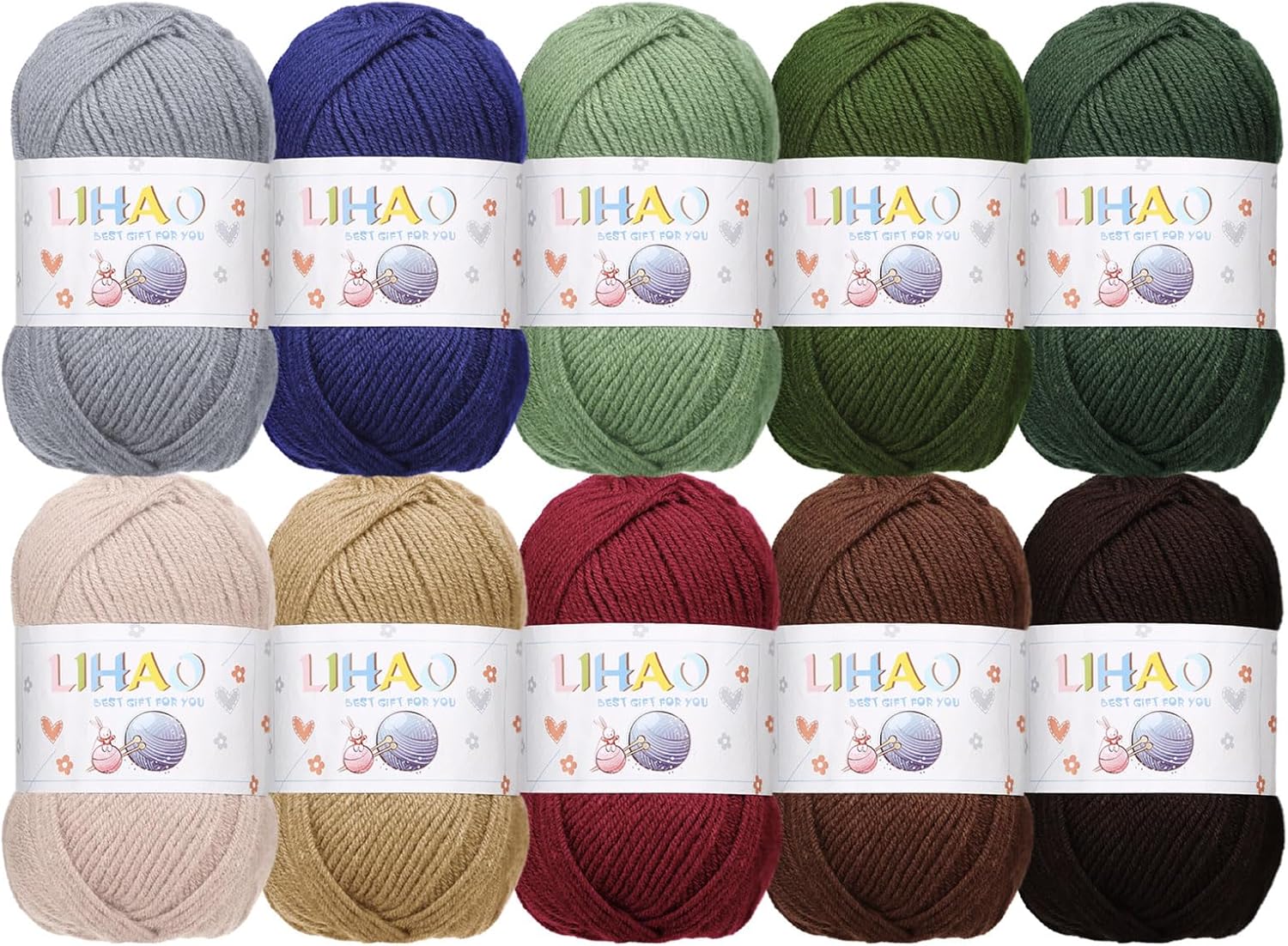Amazon.com: 10pcs Yarns for Crocheting, 10 Colors Starter Acrylic ...