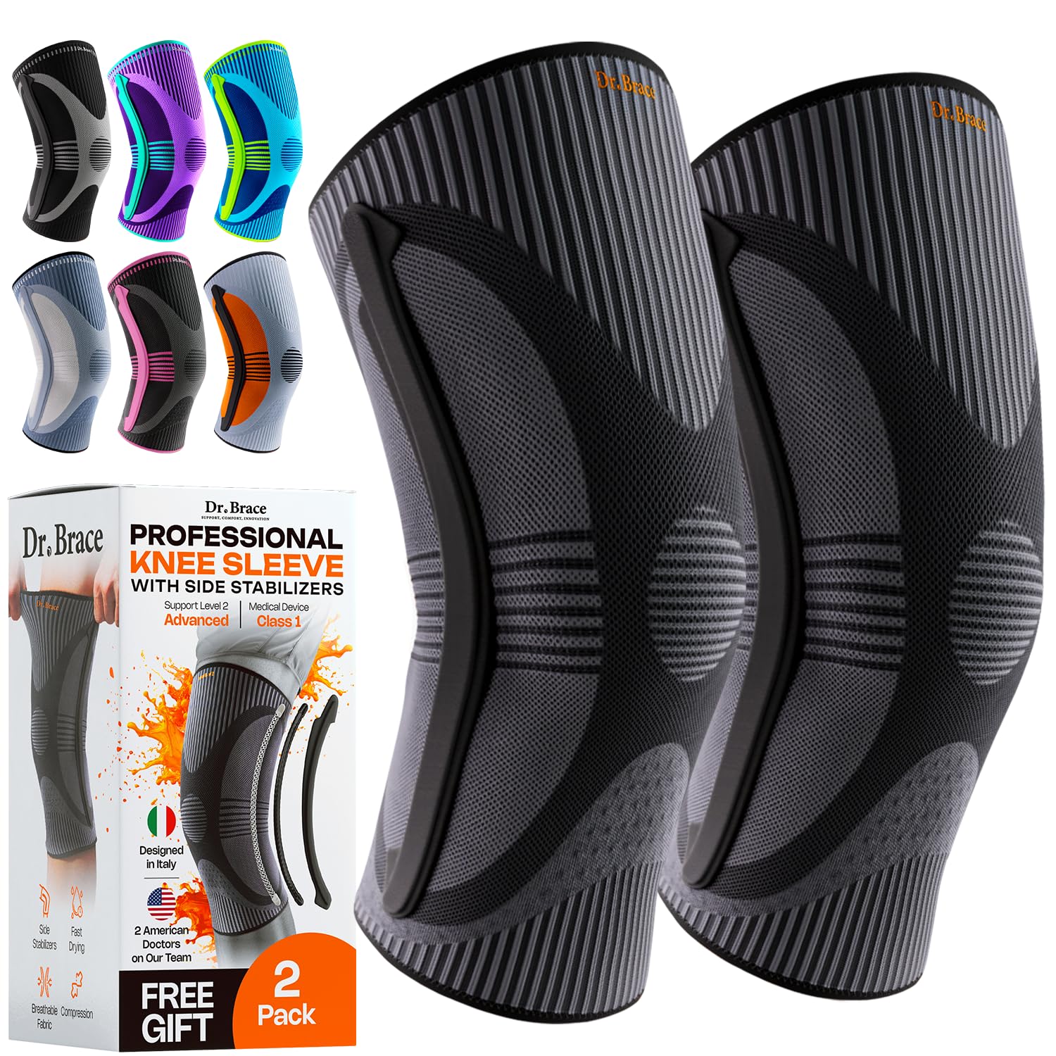 Amazon.com: DR. BRACE ELITE Knee Brace with Size Stabilizer {2 Pack ...