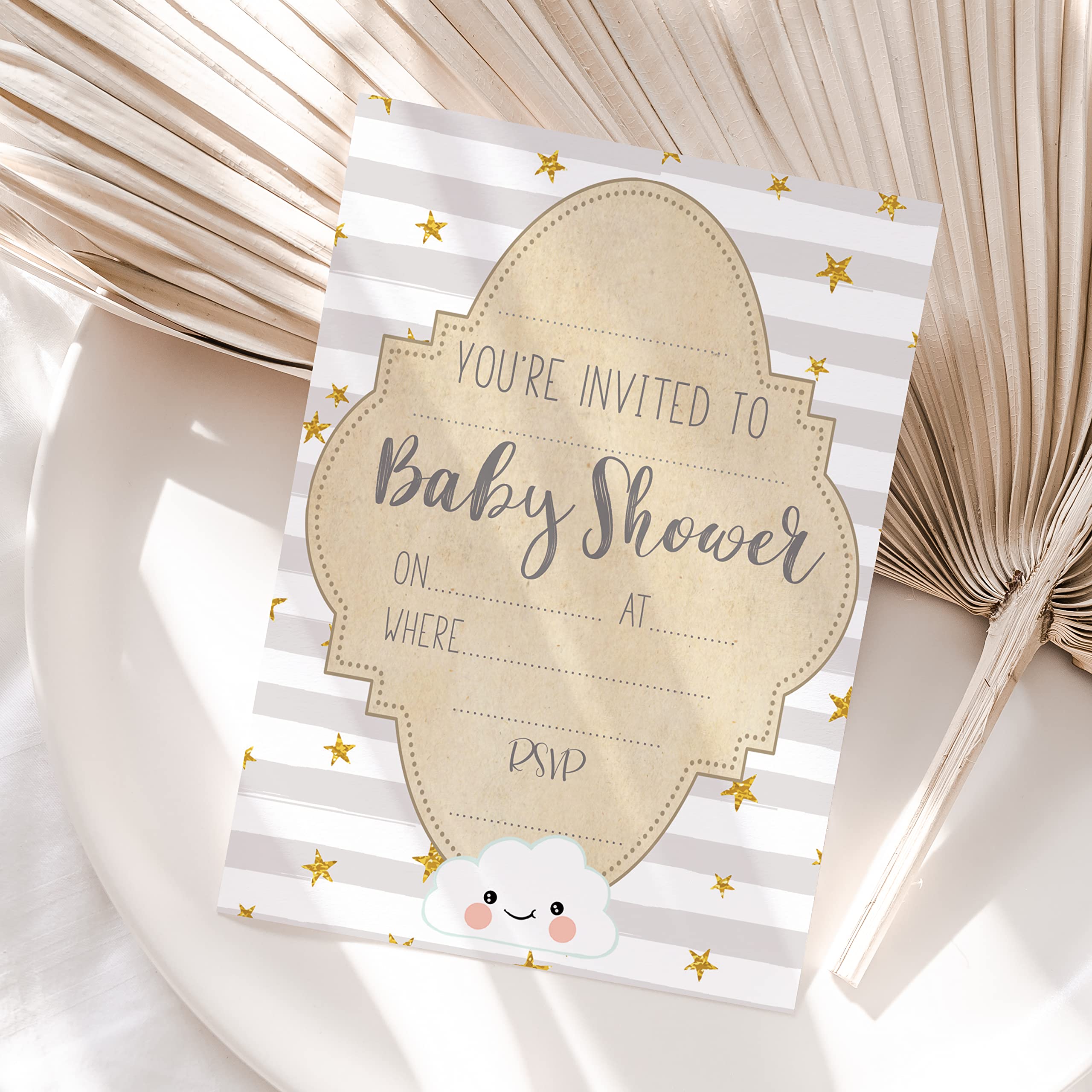 Baby Shower Invitations Packs Navy, Pink And Gold Invitation Templates