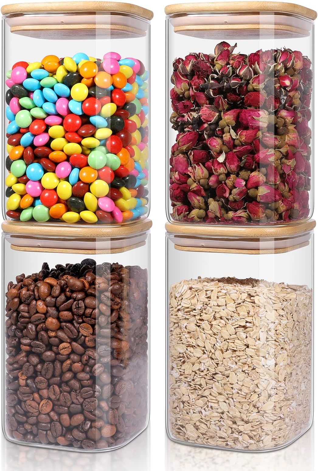 Amazon.com: Mrany 6Pcs Glass Storage Containers with Lids, Clear Food ...