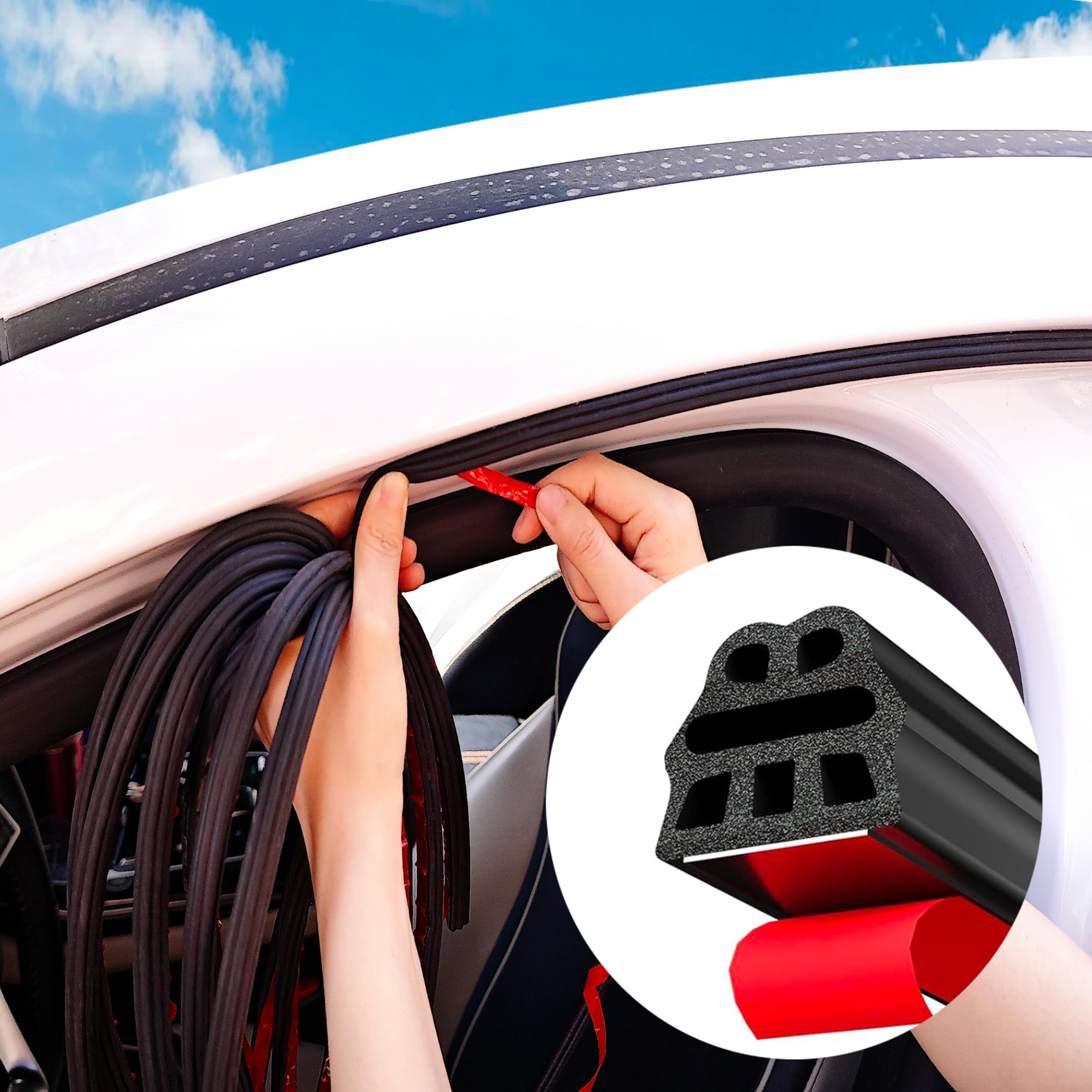 Snapklik.com : JOBON Car Door Seal Strip 87Ft 3 Layer Pyramid Structure Automotive Weather ...