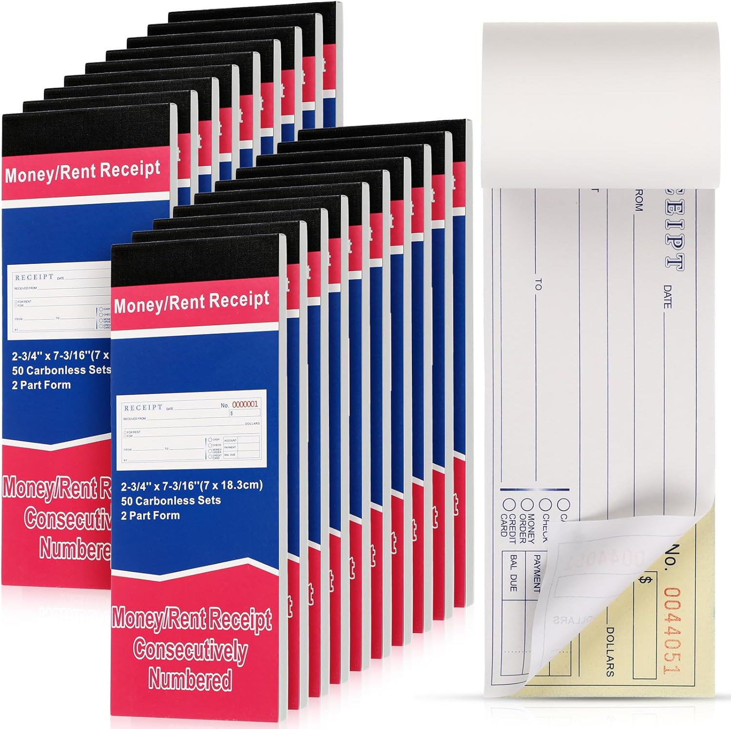 Amazon.com : Crtiin 20 Pads Money and Rent Receipt Book 2.75 x 7.2 Inch ...