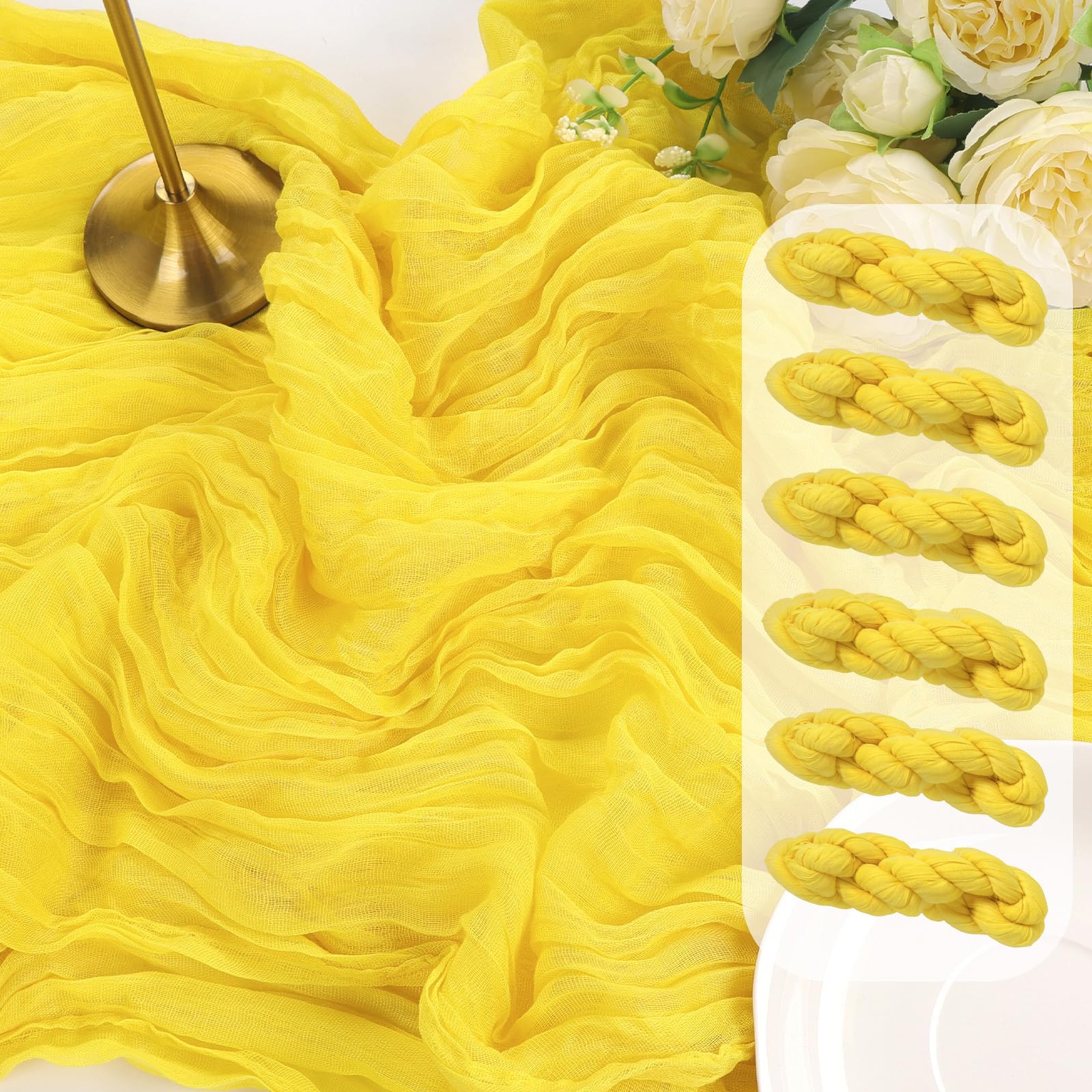 Amazon.com: Heneger 6 Pack Lemon Yellow Cheesecloth Table Runner 10Ft ...