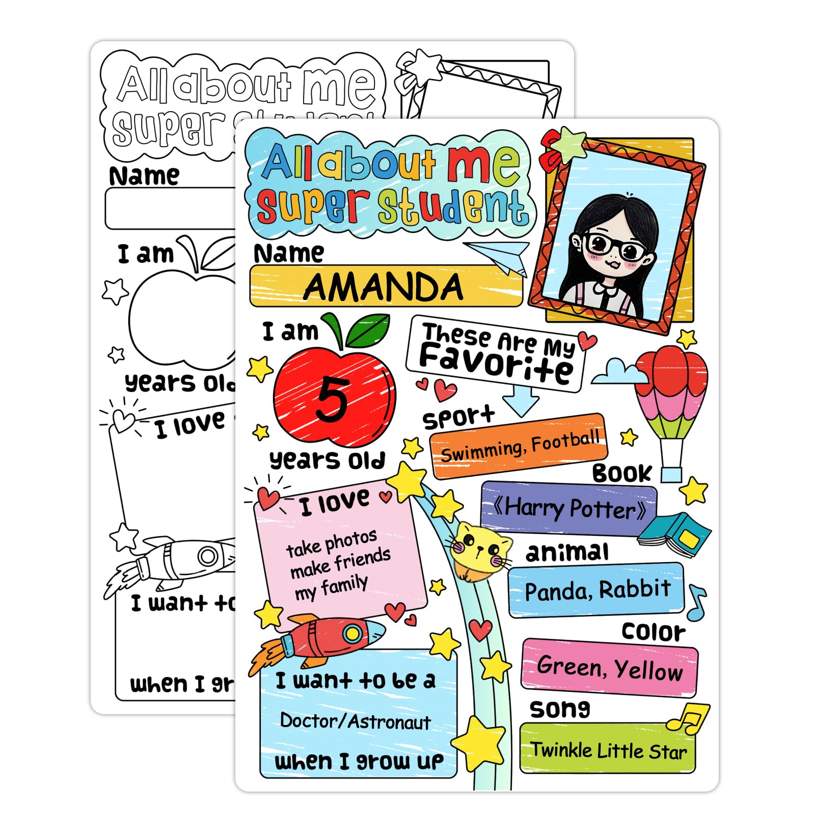 Snapklik.com : PETCEE All About Me - 48PCS 7x10 Classroom Star Students ...