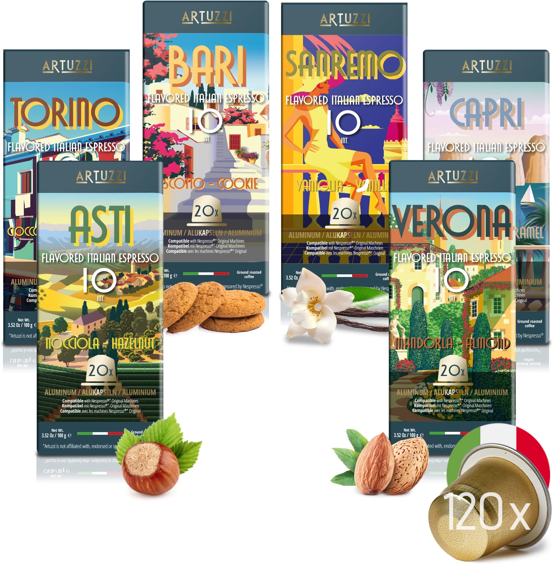 Amazon.com: Artuzzi 120ct Flavored Espresso Pods for Nespresso Original ...