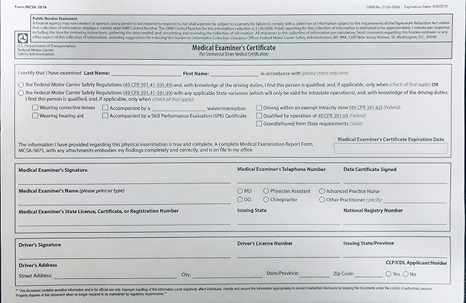 Amazon DOT Medical EXAMINER S Foldable Wallet Certificate NOT amazon-dot-medical-examiner-s-foldable-wallet-certificate-not