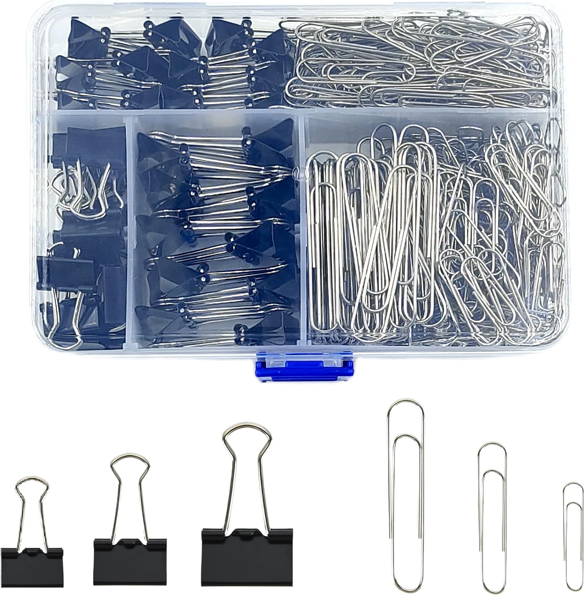 Amazon.com : Binder and Paper Clips Set, 340 pcs Assorted Sizes in ...