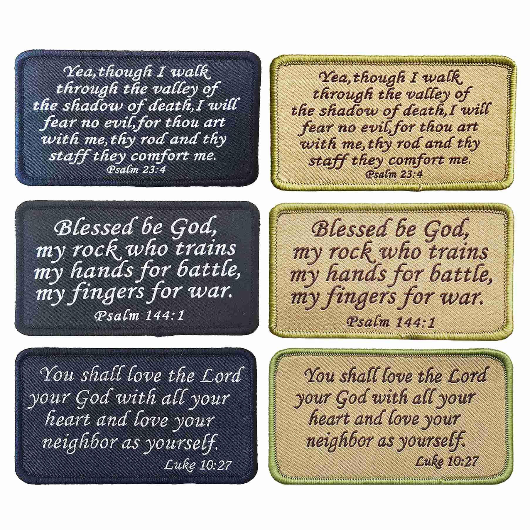 Amazon.com: Bundle 6 Pieces Bible Verse Patches, Psalm 144:1 | Luke 10: ...