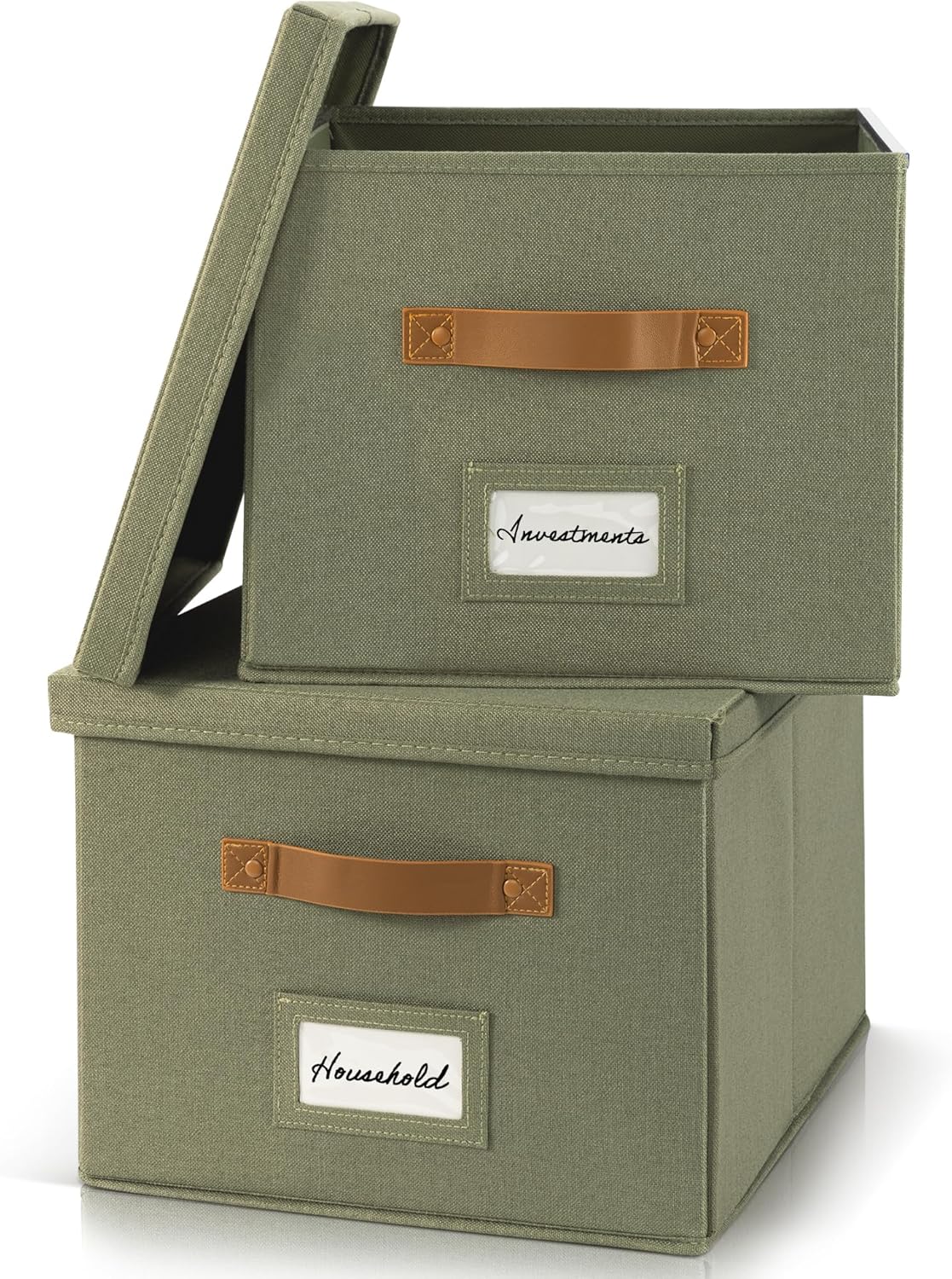 Amazon.com: ZICOTO Decorative File Organizer Box Set of 2 - Collapsible ...