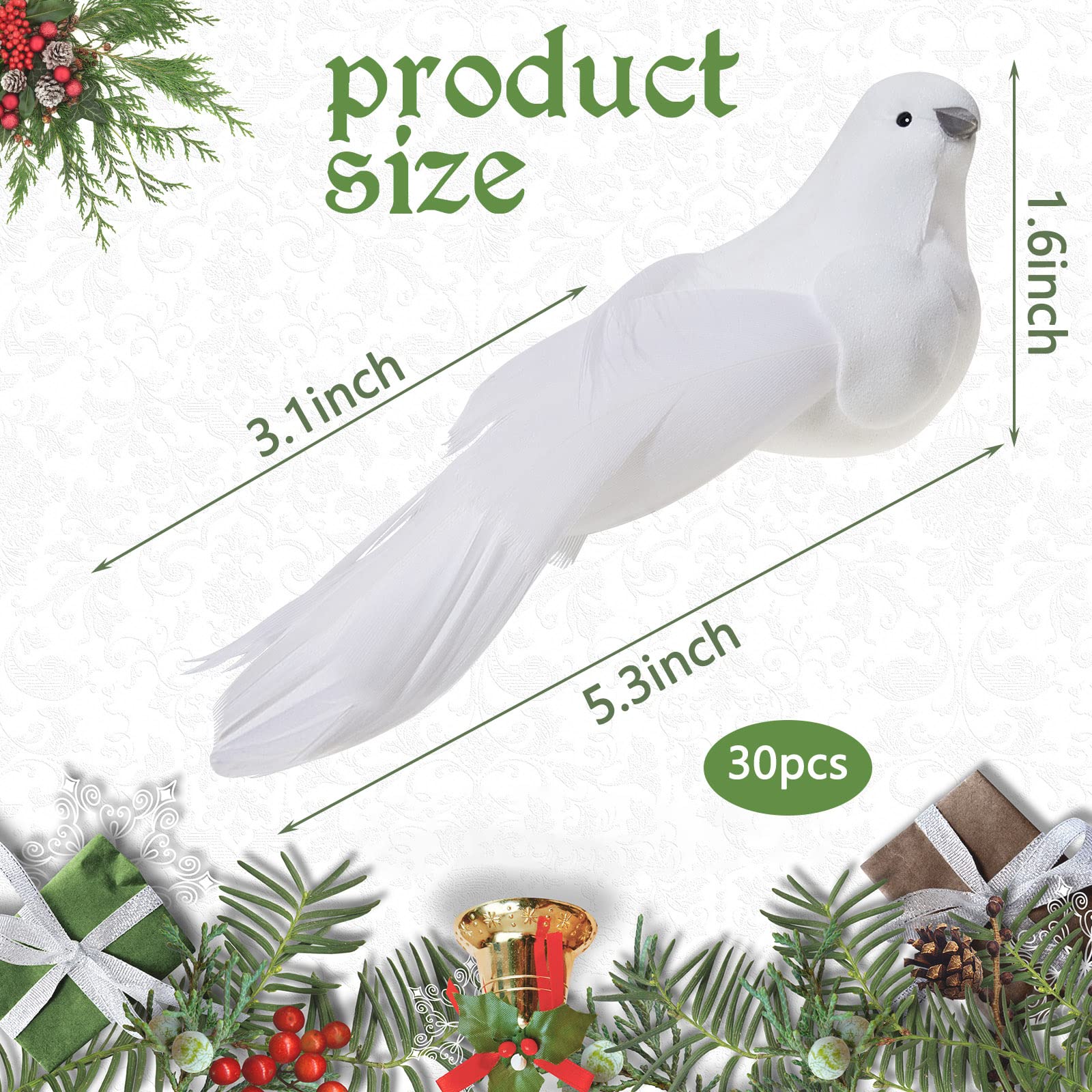Palomas Blancas Para Arbol De Navidad 24 Mini Palomas Blancas Para