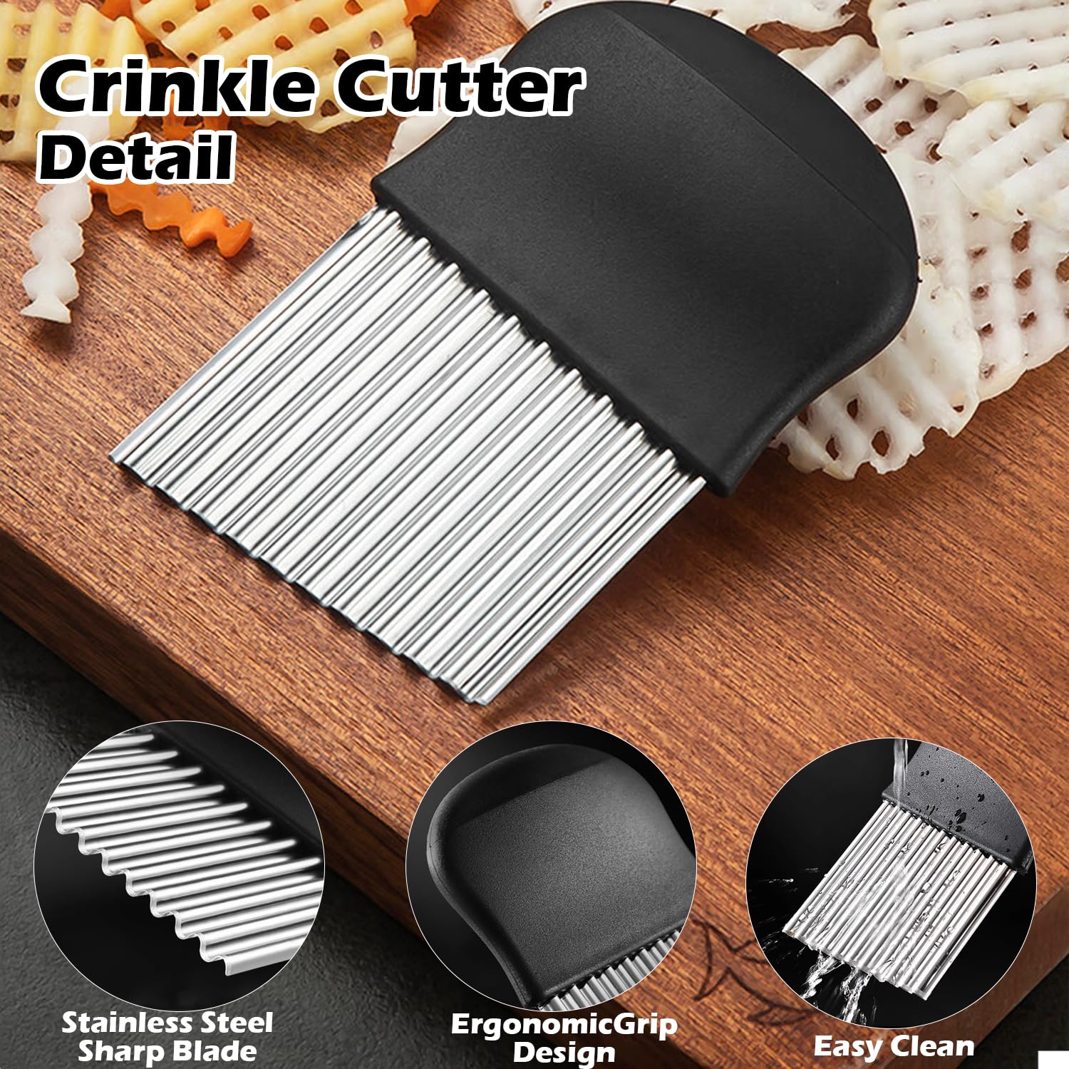 Crinkle Cutter Potato Slicer Waffle French Fry Cutter Multipurpose Wavy ...