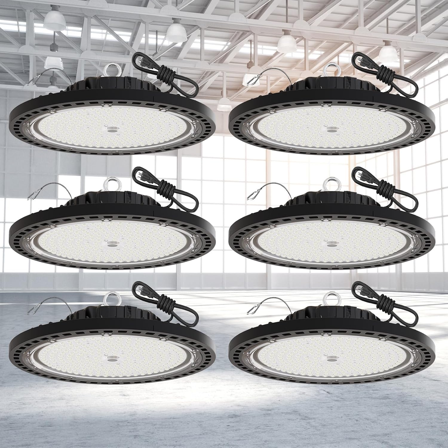 GGTH 6 Pack 150W UFO LED High Bay Light, 21000LM, 5000K, IP66 ...