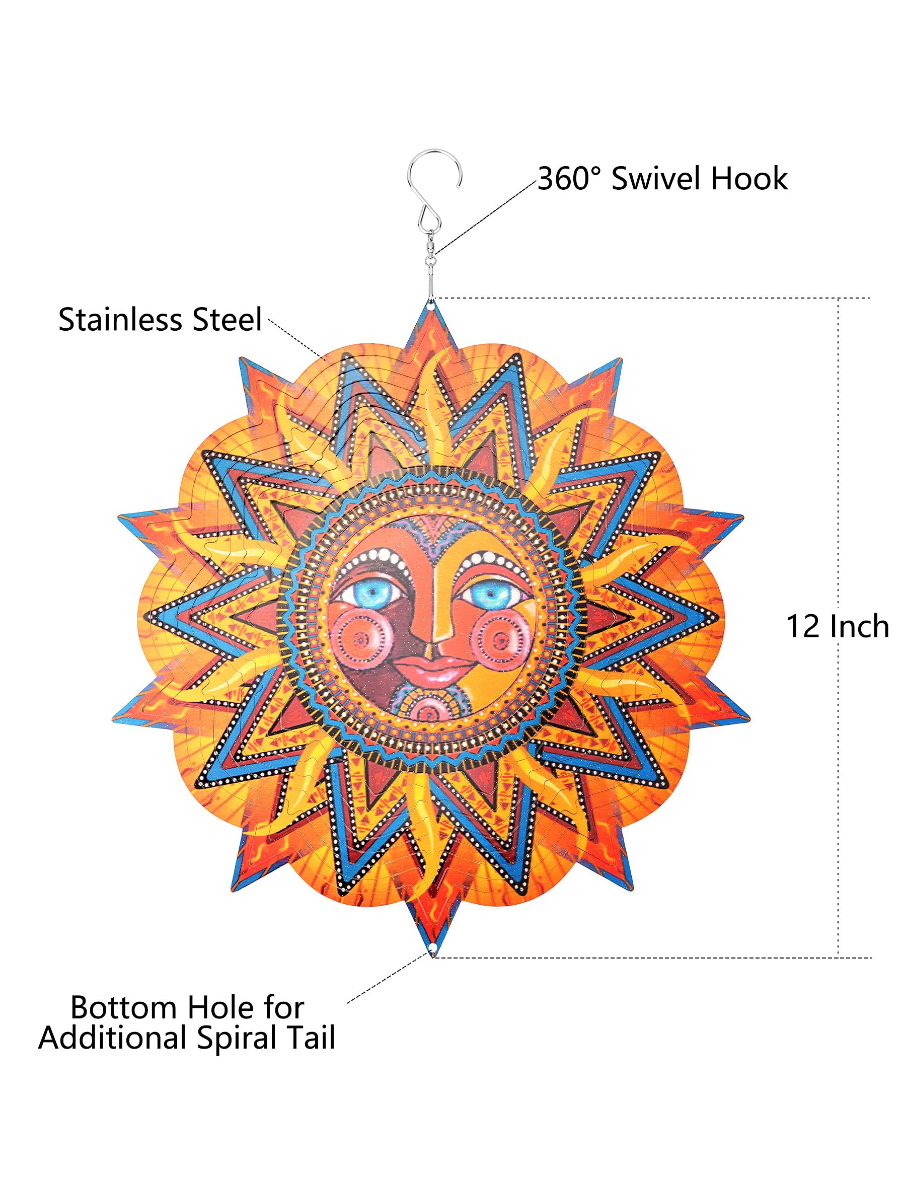 Snapklik.com : Smiling Sun Wind Spinners, 12 Inch Wind Sculptures ...