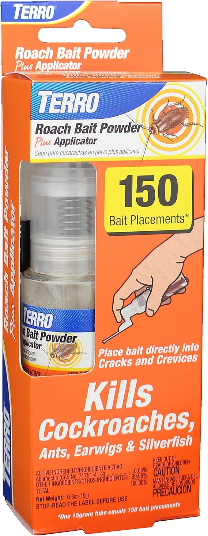 Amazon.com : TERRO Roach Bait Powder Plus Applicator - Bait and Kill Cockroaches, Ants, Earwigs ...