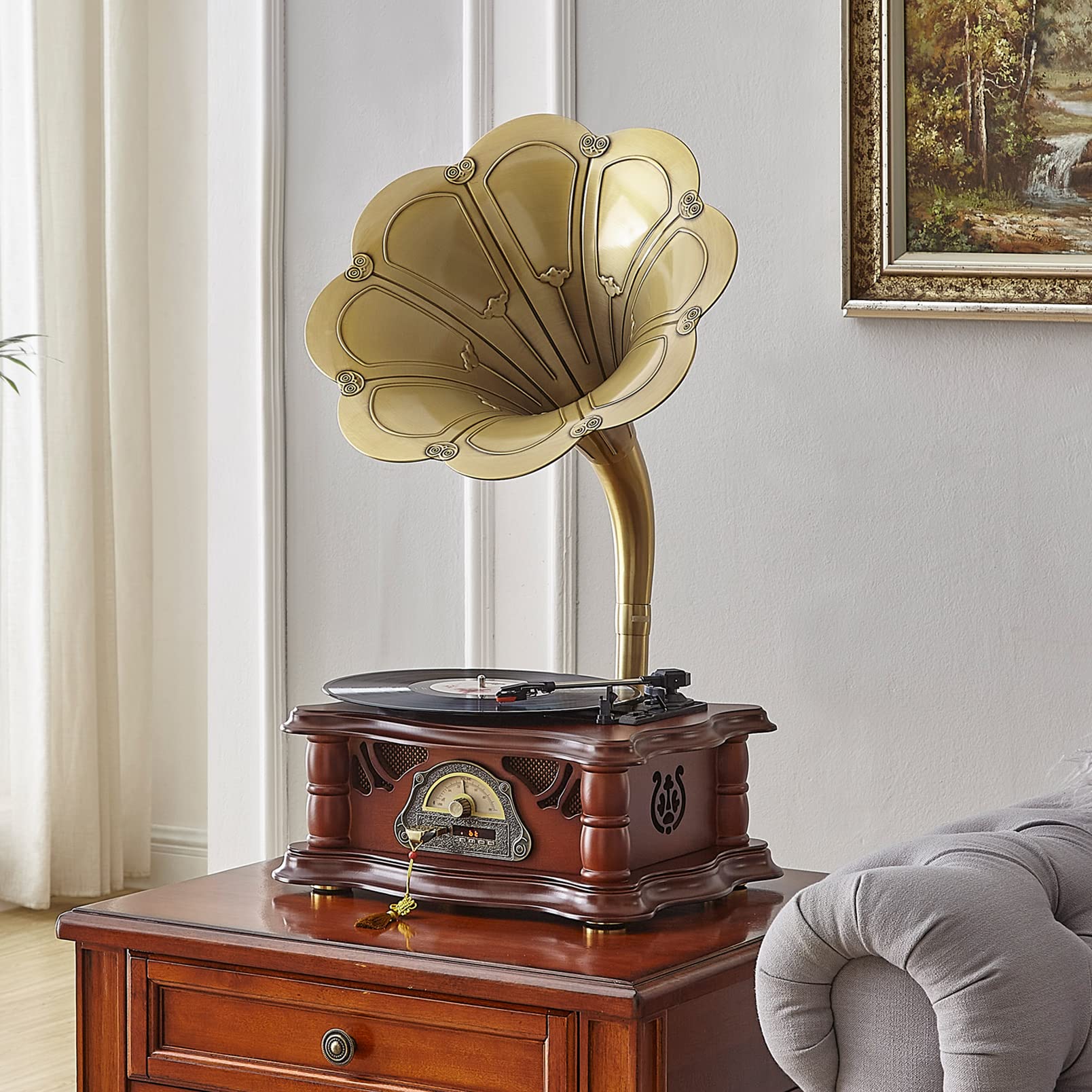 Phonograph Vinyl Record Player with Built-in Speakers, Vintage ...