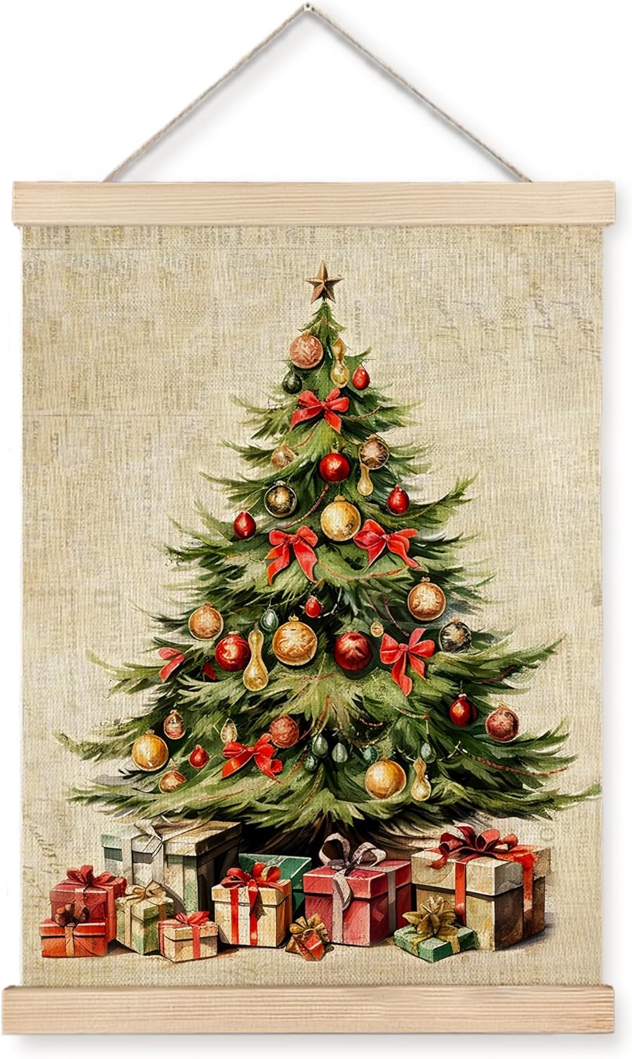 Amazon.com: URLLUAE Vintage Christmas Decor，christmas Tree Wall Art ...