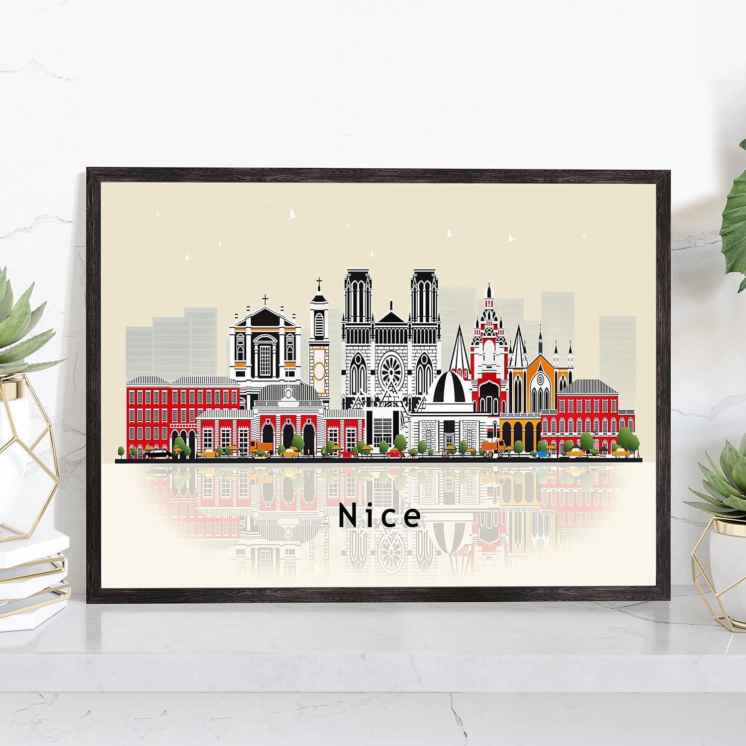 Amazon.com: Pera Print NICE Poster, Nice France Illustration Skyline ...