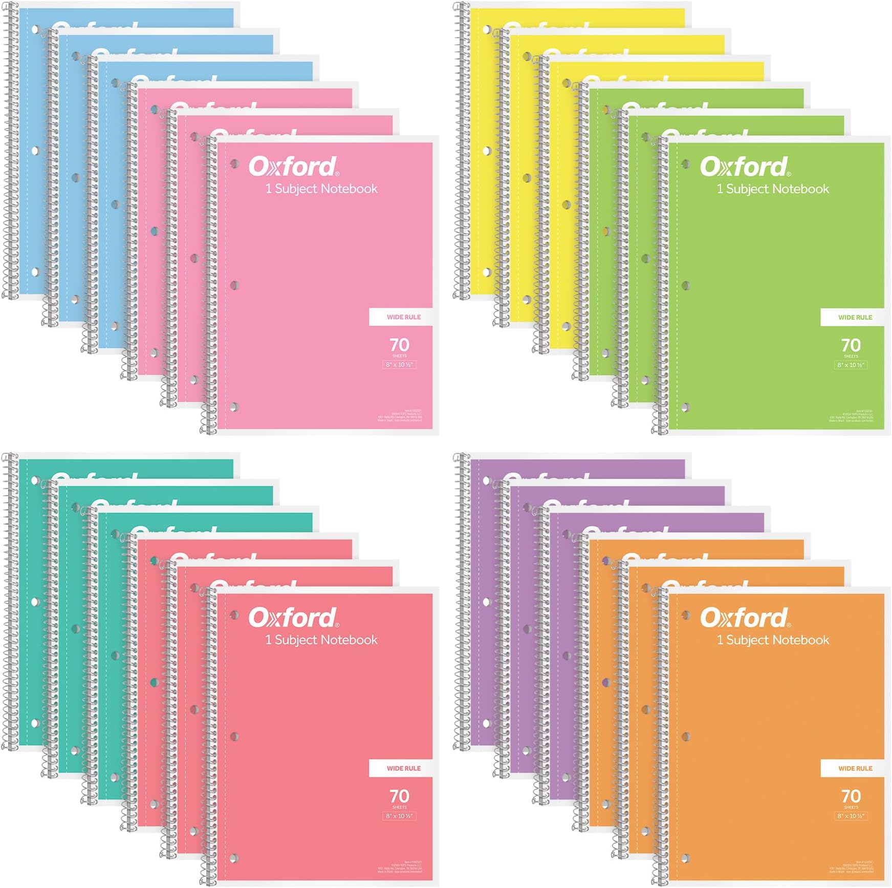 Amazon.com : Oxford Spiral Notebook College Ruled - 24 Pack - 1 Subject ...