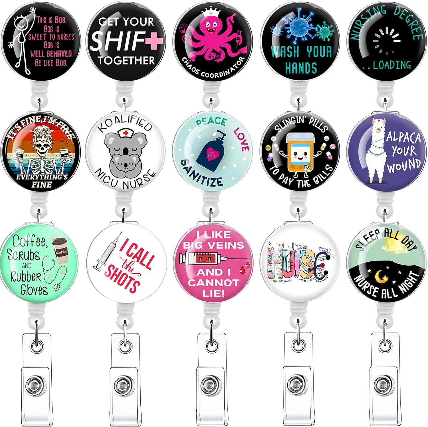 Amazon.com : 15pcs Nursing Student Must Haves Badge Reels Retractable ...