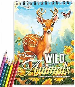 Amazon.com: TPLHOUSE Wild Animals Coloring Book Spiral Bound for Kids ...