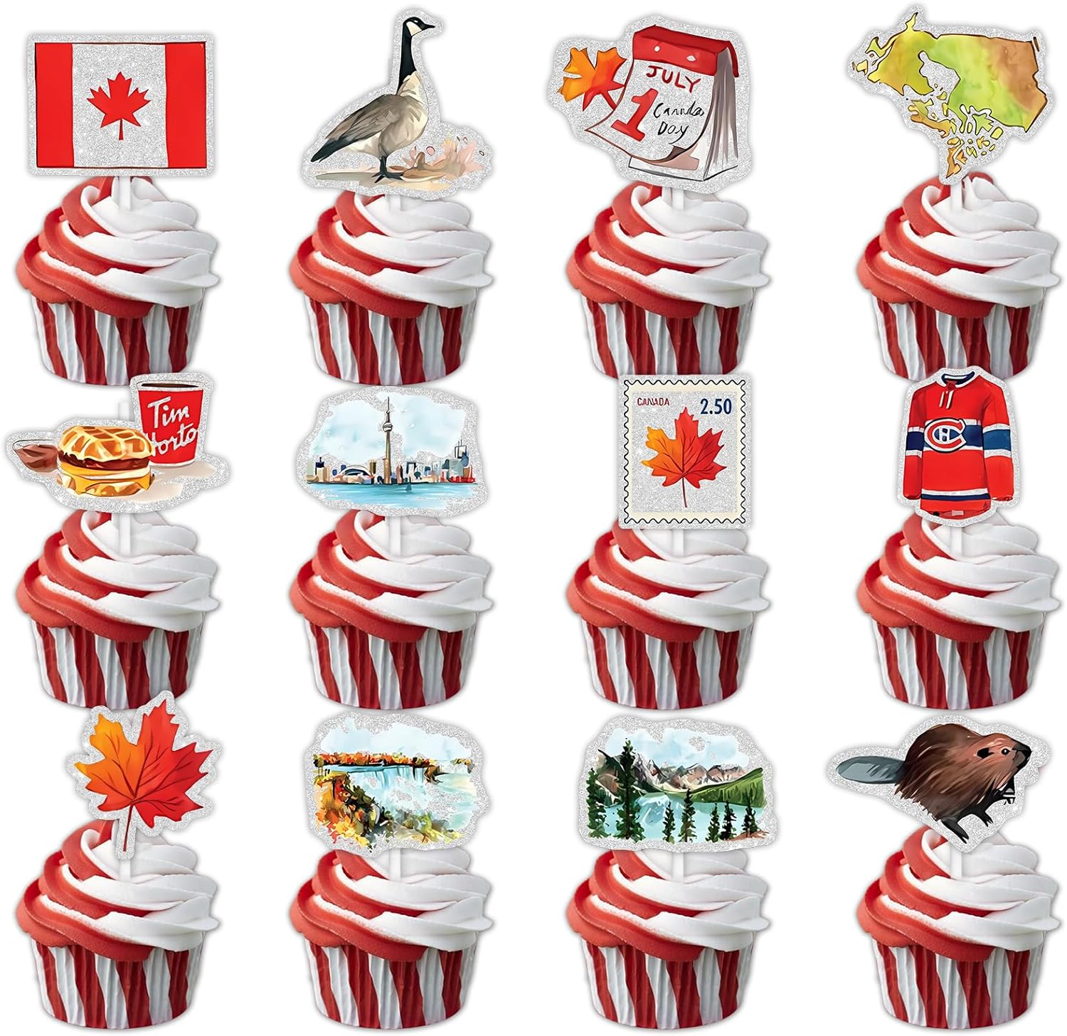 Amazon.com: Uwaikin 48pcs Dessert Cupcake Topper Cheer to Celebrate 1st ...