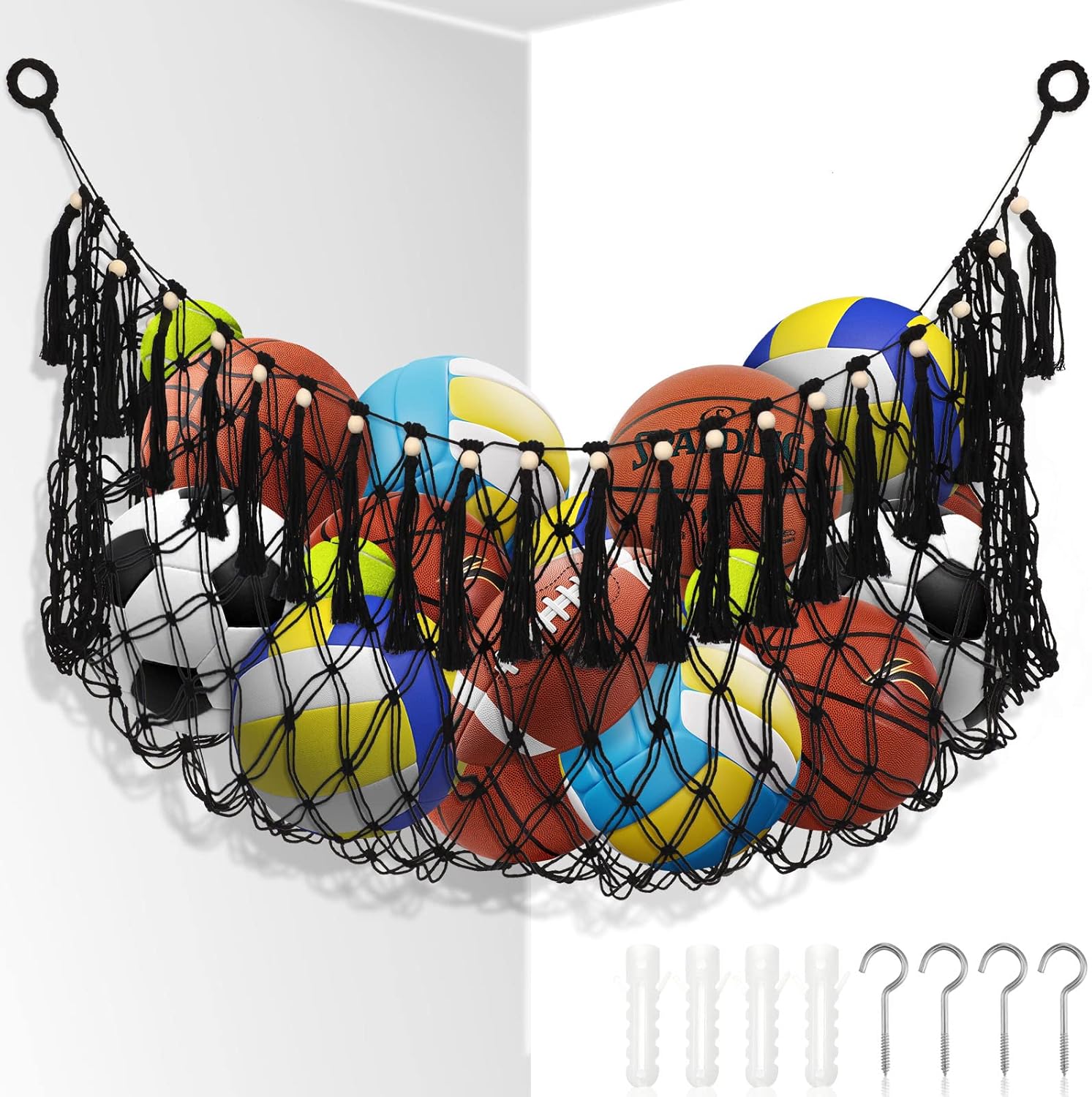 Amazon.com: Sports Ball Storage Net or Hammock Macrame Hanging ...