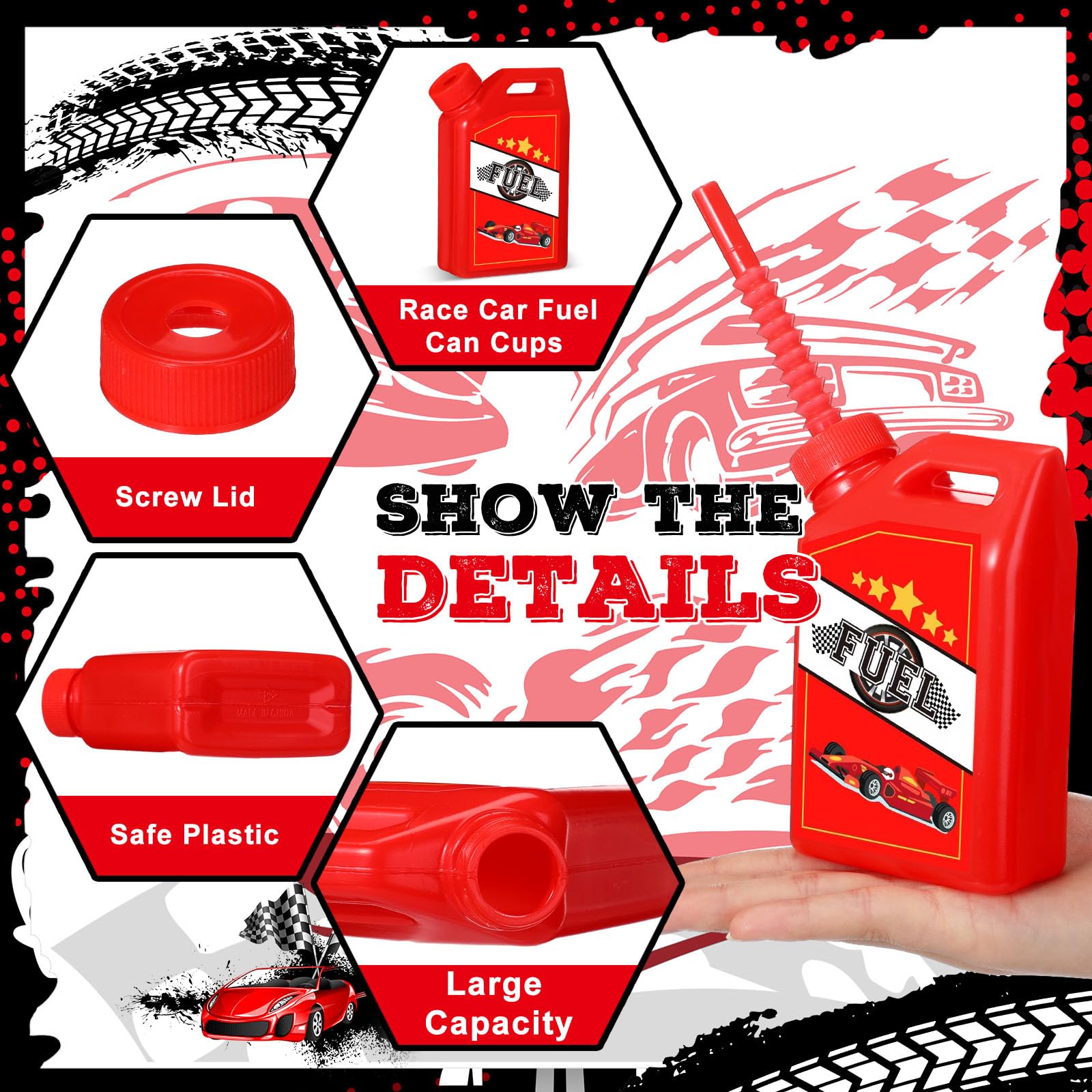 Snapklik.com : Mifoci 17 Oz Race Car Cups Large Size Fuel Can Cups Set ...