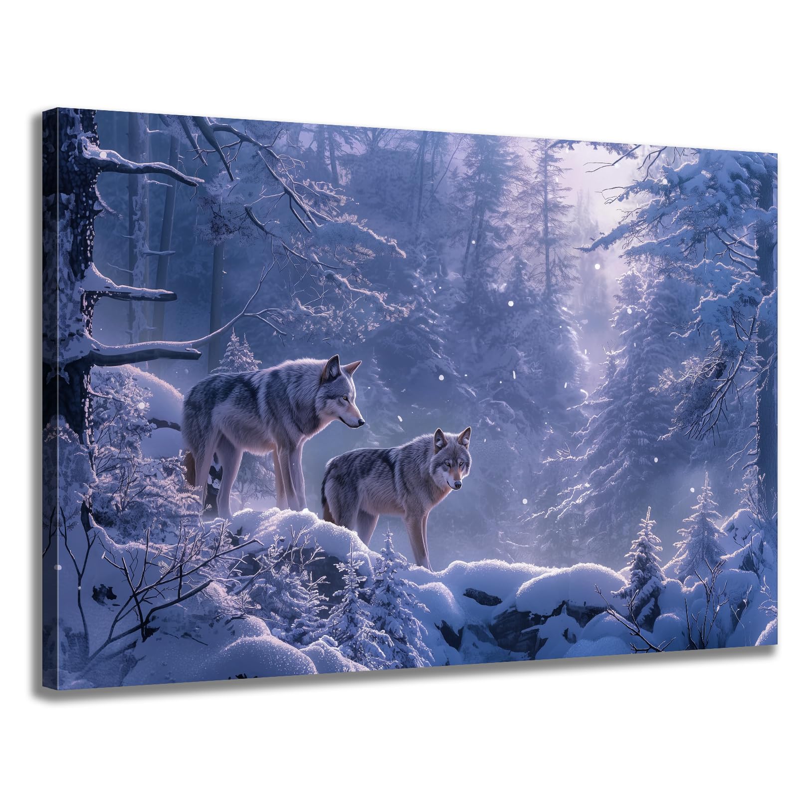 Amazon.com: GLOKAKA Wolves Pictures Print On Canvas Two Wolf Stand on ...