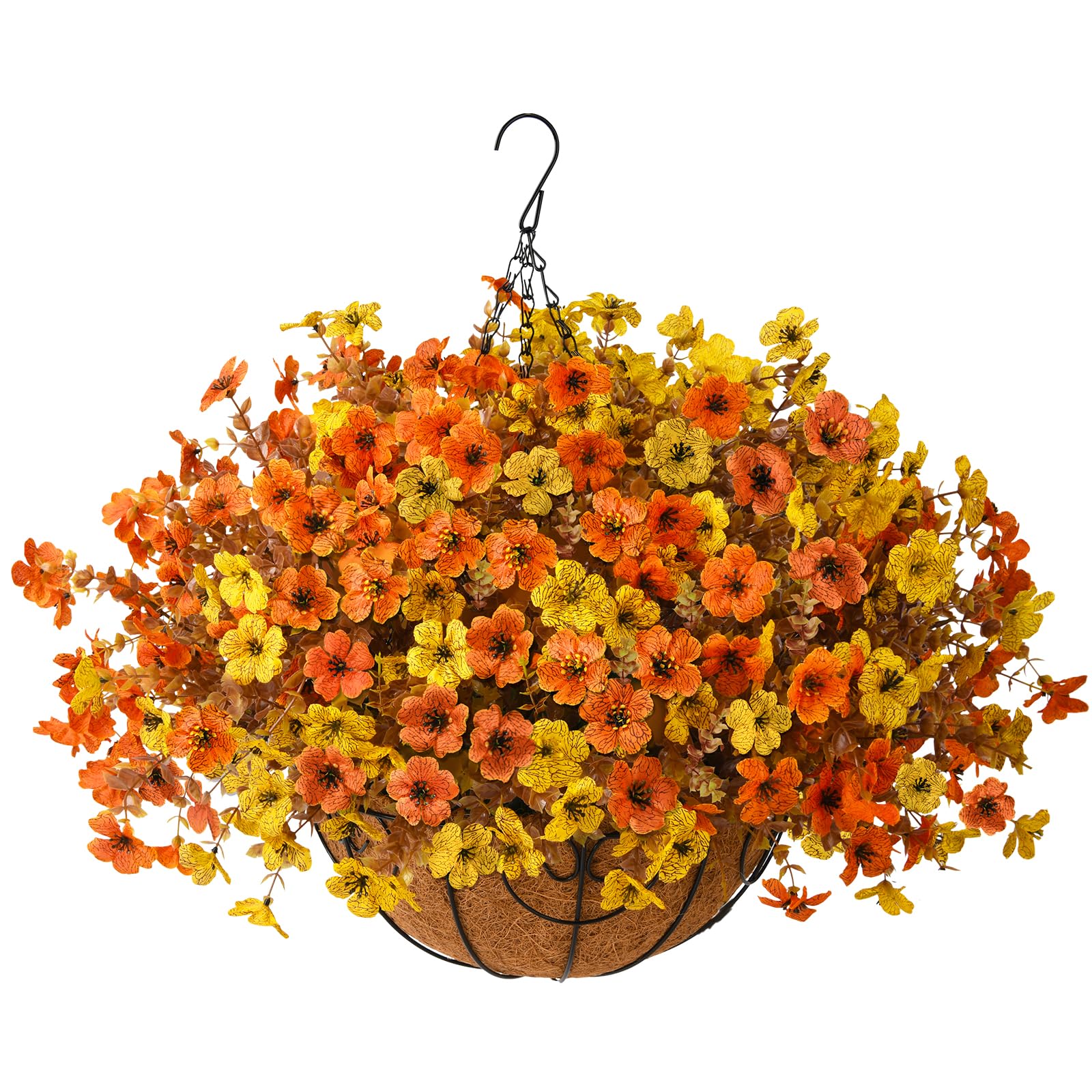 Amazon.com: Fall Artificial Fake Hanging Baskets Mums Flowers for ...