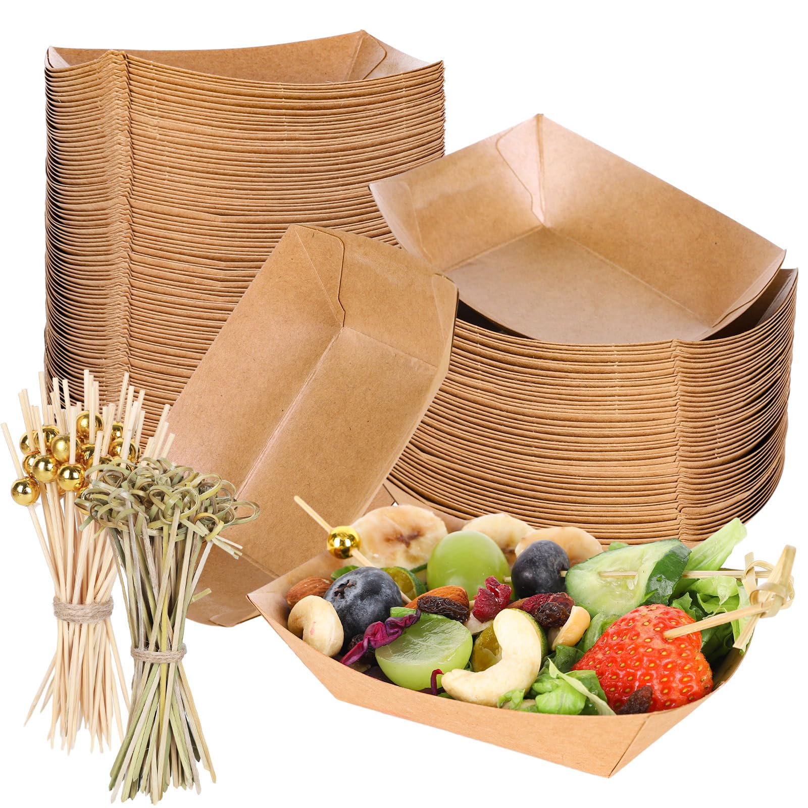 Amazon.com: Whaline 100Pcs 1/2 lb Disposable Kraft Food Paper Trays ...