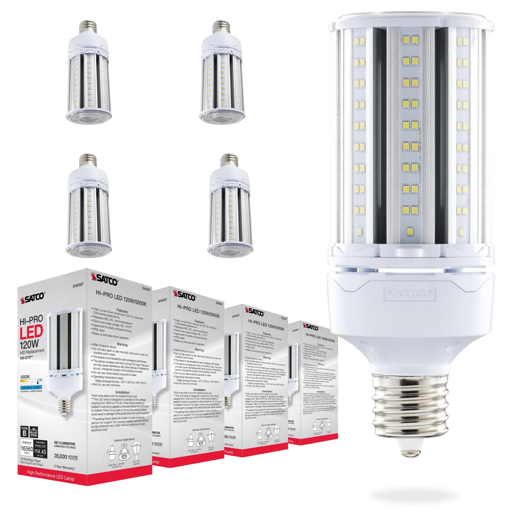 Amazon.com: Satco S49397 120W/LED/HP/850/100-277V/EX39, 120 Watt LED ...