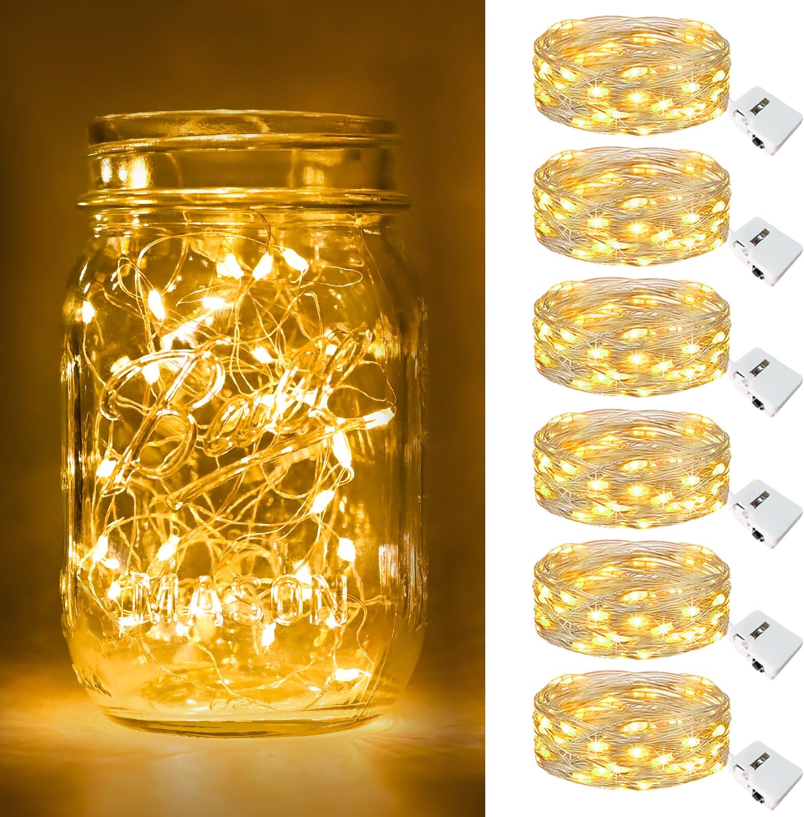 Amazon.com: btfarm 6 Pack LED Fairy Lights Battery Operated 3 Modes ...