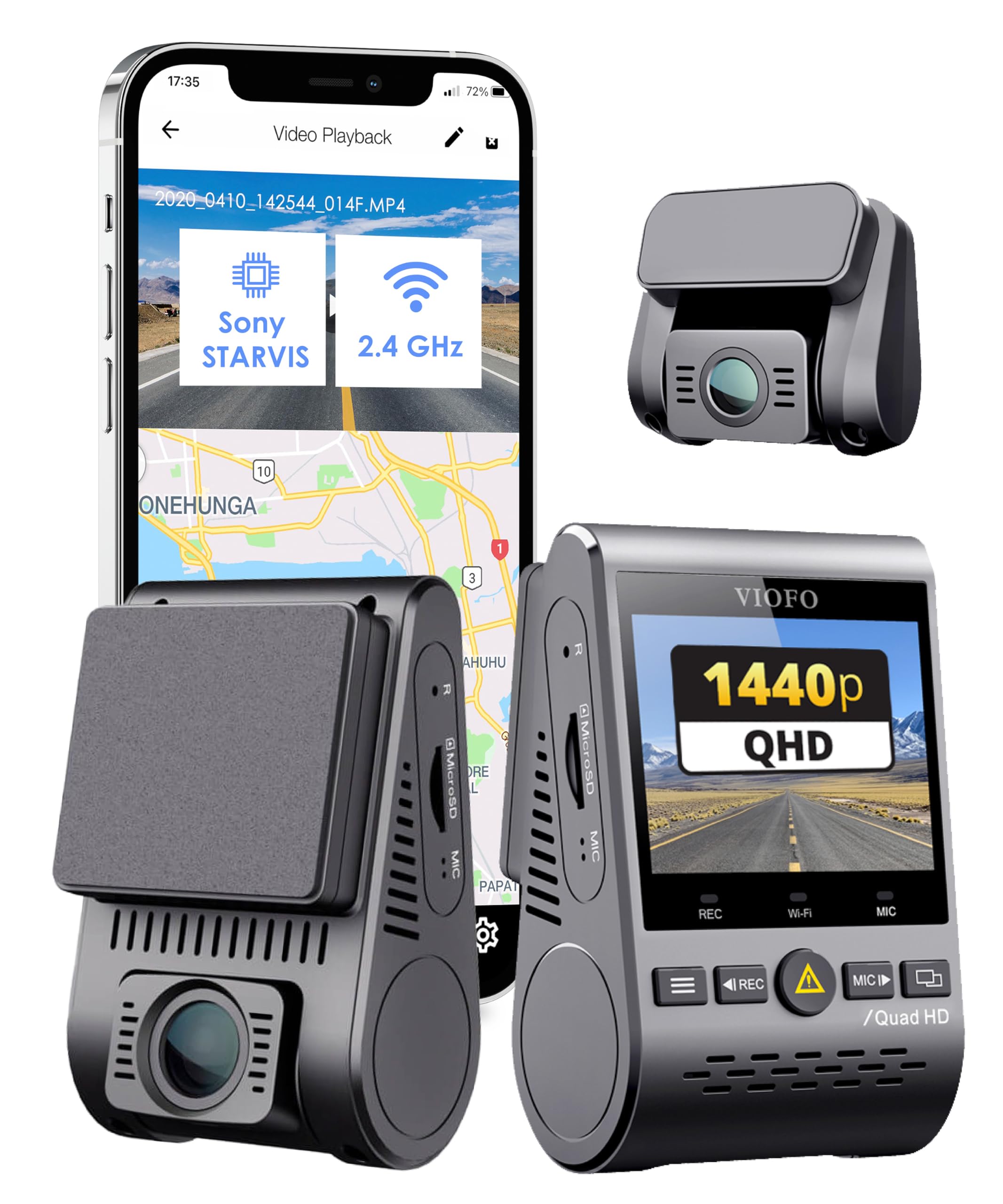 Amazon.com: VIOFO Dual Dash Cam, 2K 1440P 60fps+1080P 30fps Front and ...