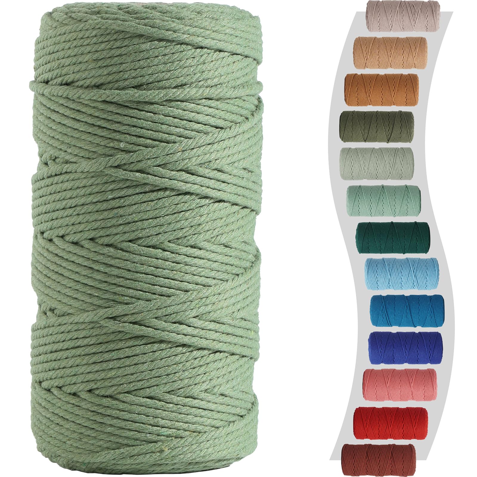 Amazon.com: Macrame Cord 3mm 220yards (200 Meters) Avocado Green ...