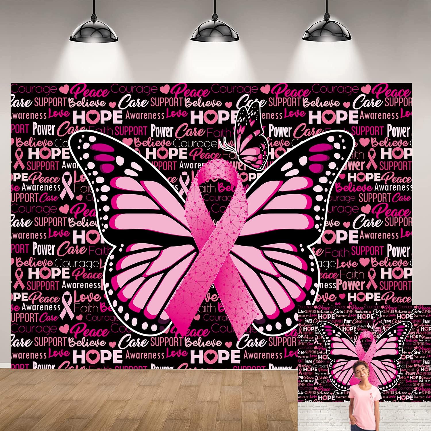 Amazon.com : Breast Cancer Awareness Backdrop October Pink Ribbon ...