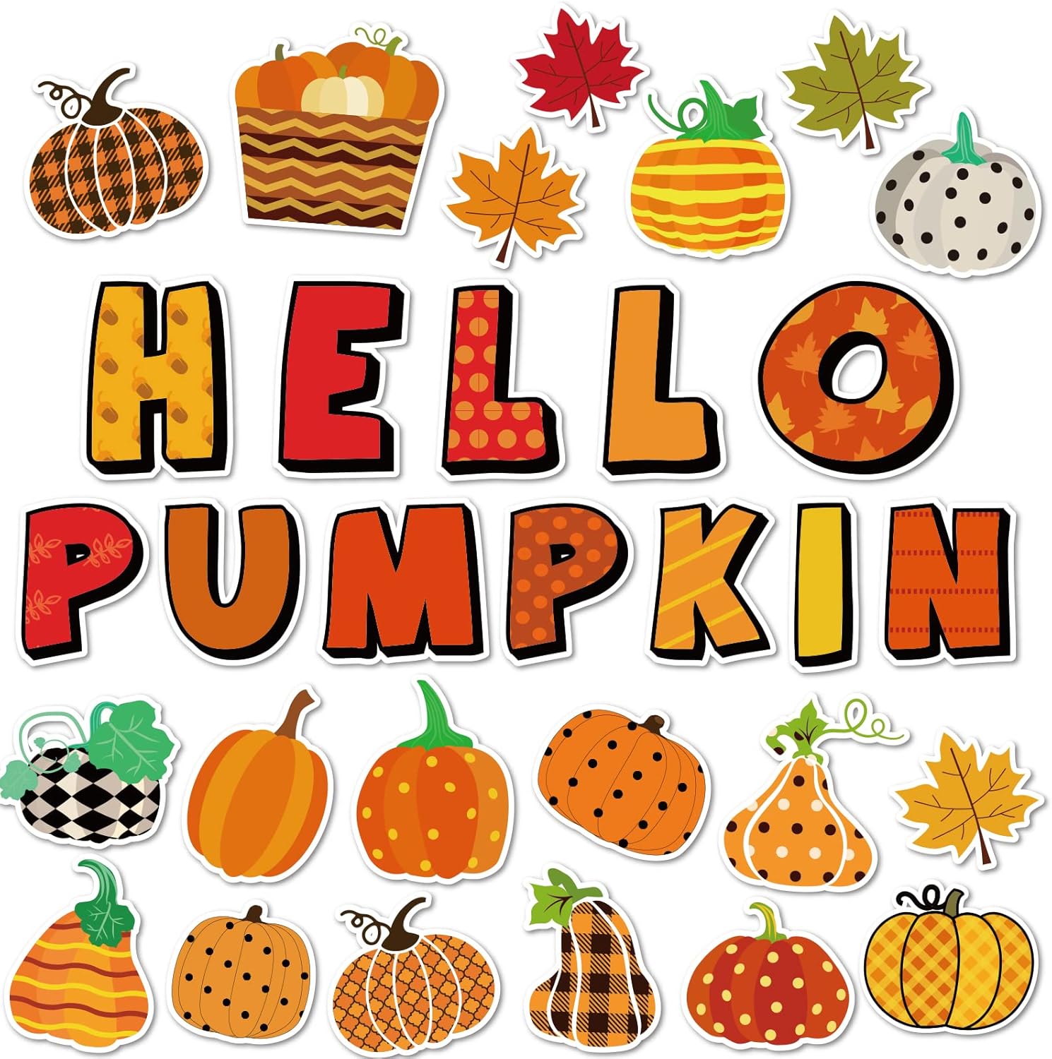 Amazon.com : Hello Pumpkin Cut-Outs Pumpkin Maple Leaves Cut Outs Happy ...