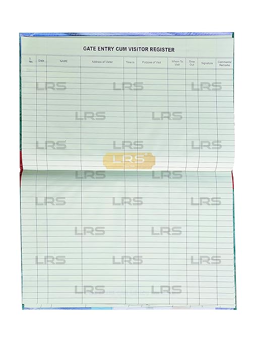 LRS Gate Entry Register for Schools/Offices/Factories/Institutes - 34 * ...