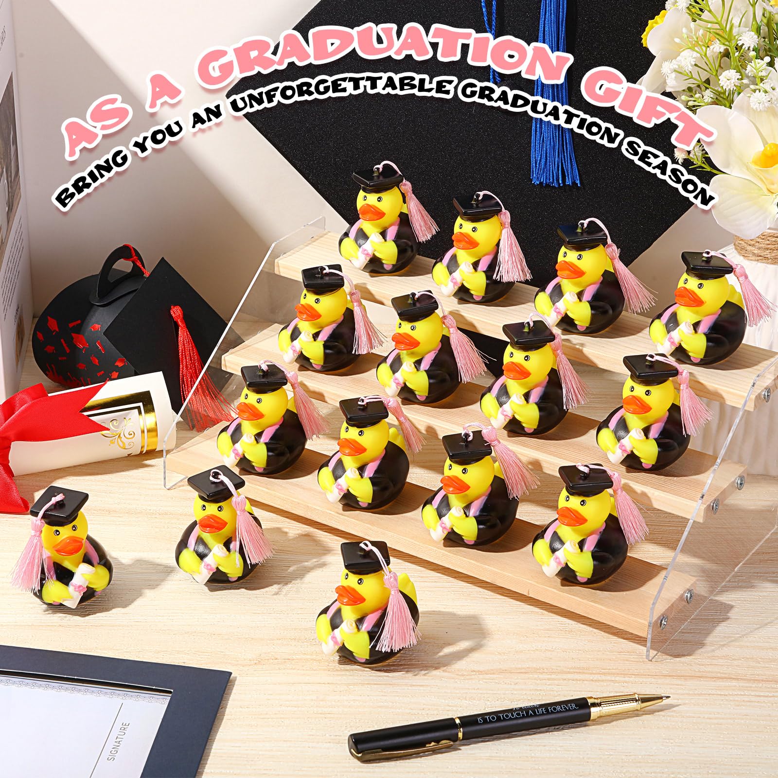 Snapklik.com : Lewtemi 24 Pcs Graduation Rubber Ducks 2025 Diploma Pink ...